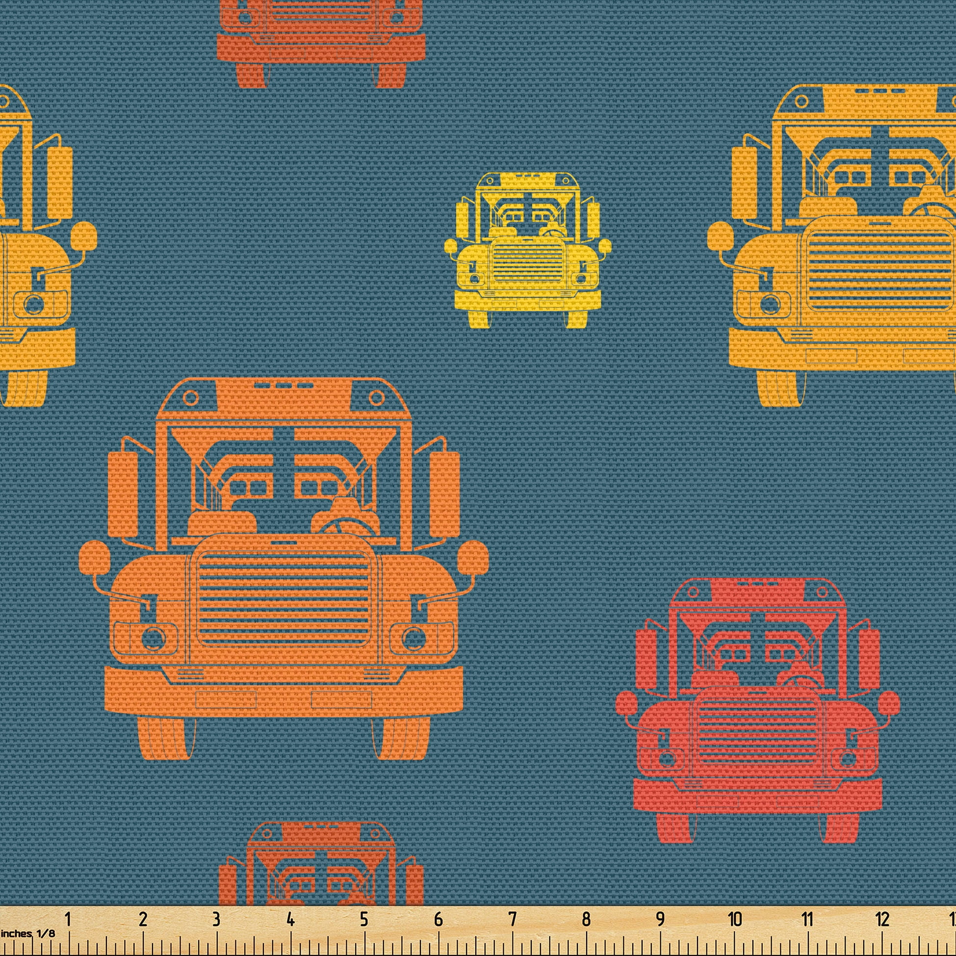 Ambesonne School Bus Fabric by the Yard Upholstery, Drawing Student ...