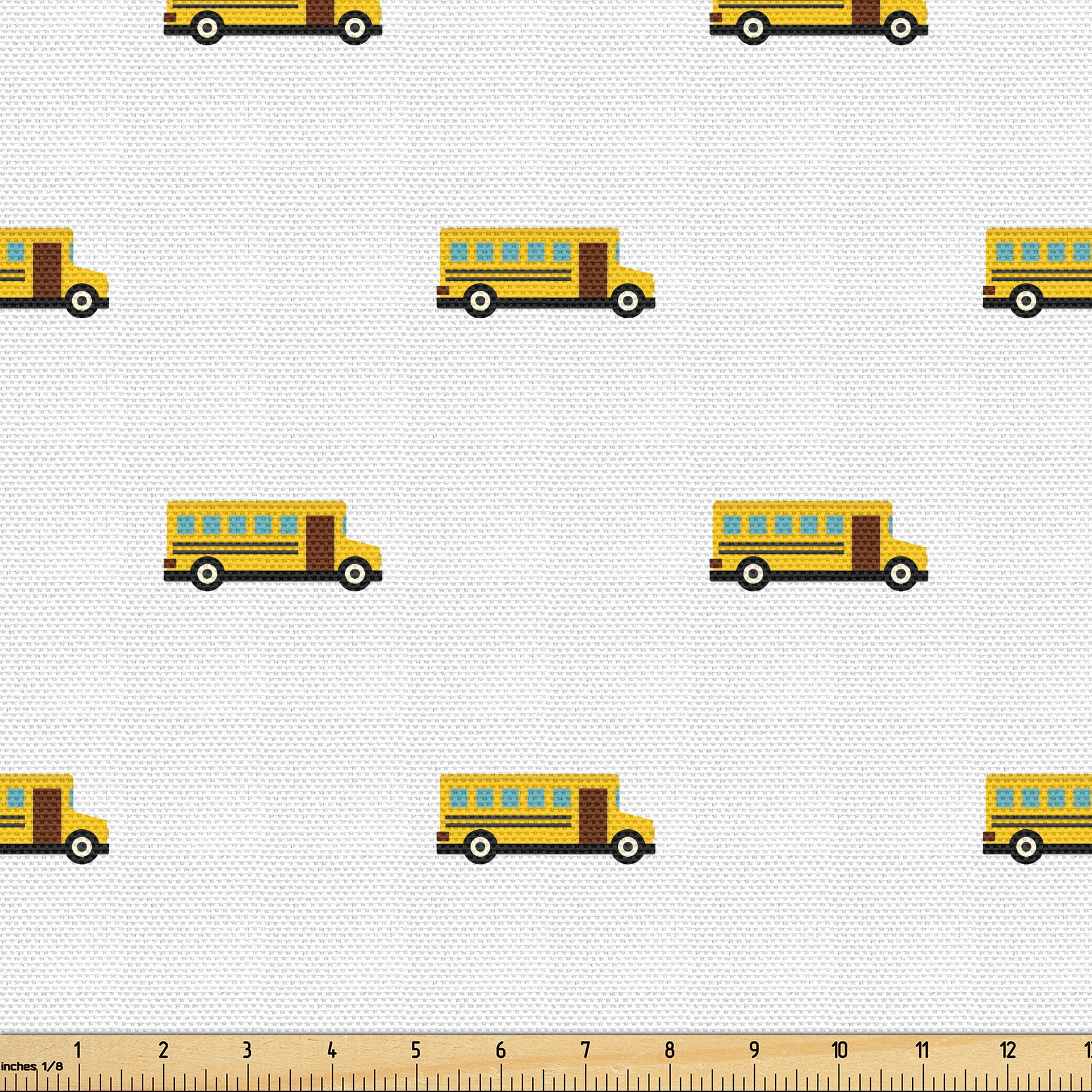 Ambesonne School Bus Fabric by the Yard Upholstery, Geometric Style ...