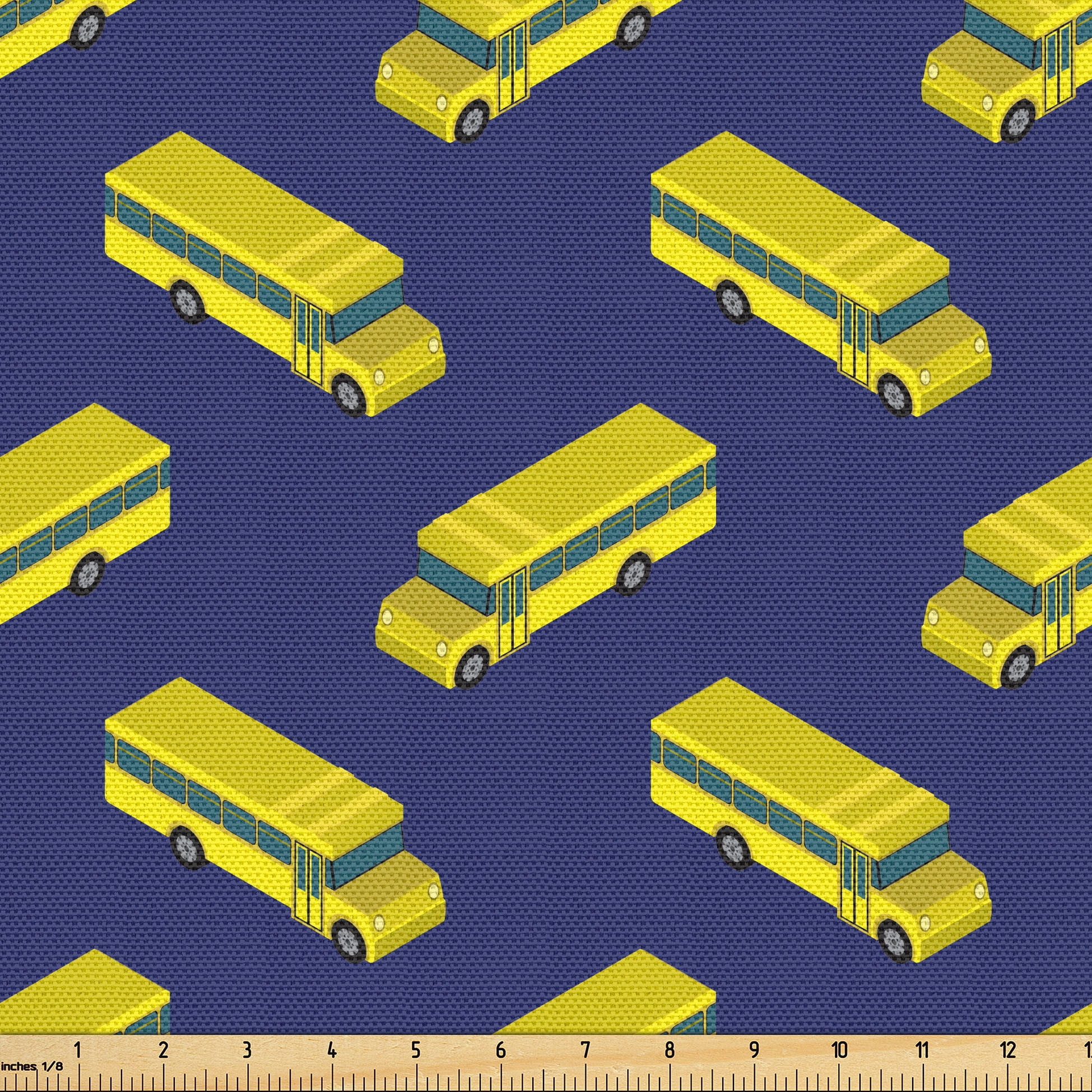 Ambesonne School Bus Fabric by the Yard Upholstery, Public Car Teacher ...
