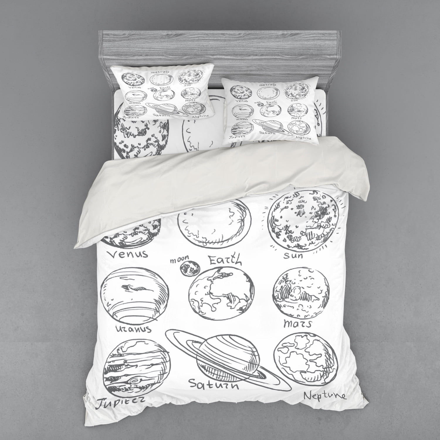 Ambesonne Science Bedding Set 4 Pcs, Solar System Mercury, Queen, Black ...