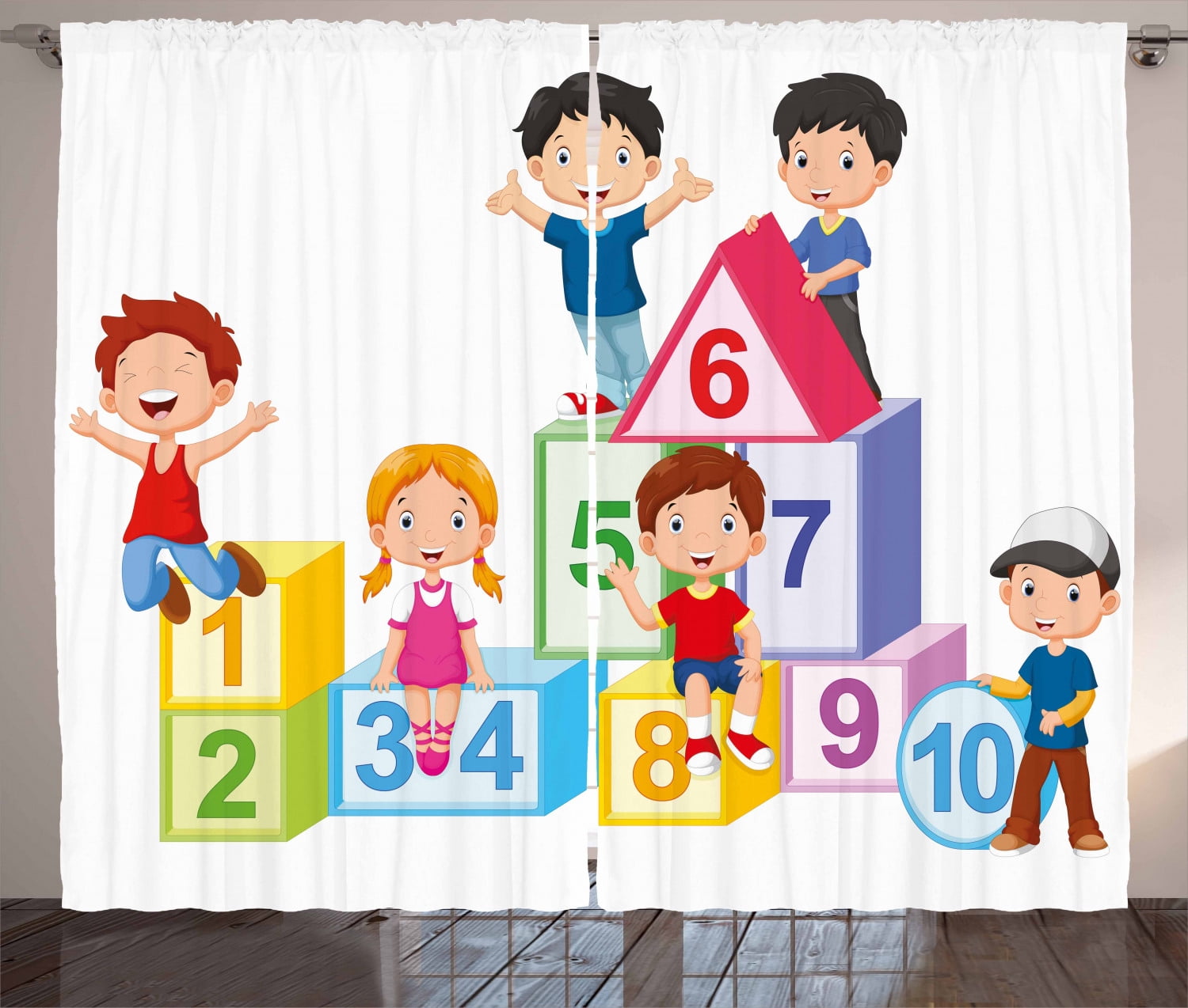 Ambesonne Science Curtains 2 Panel Set, Boys Girls Numbers, 108" x 84 ...