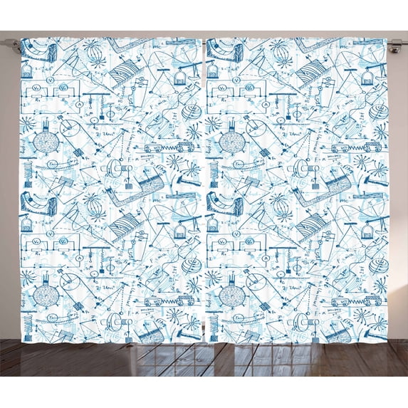 Ambesonne Science Curtains 2 Panel Set, Physics Themed Drawing, 108" x ...