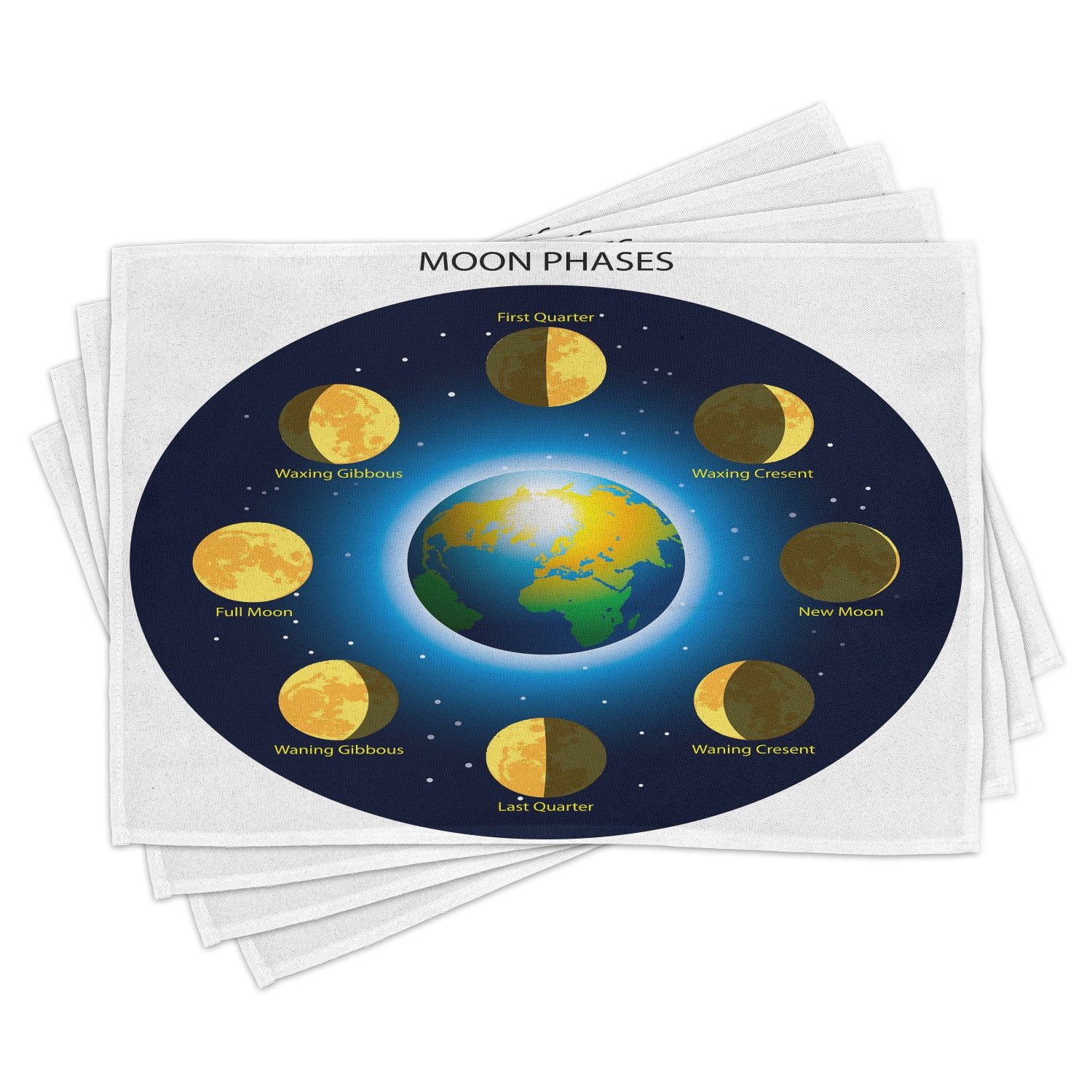 Ambesonne Science Place Mats Set of 4, Phases of Moon, Standard Size ...
