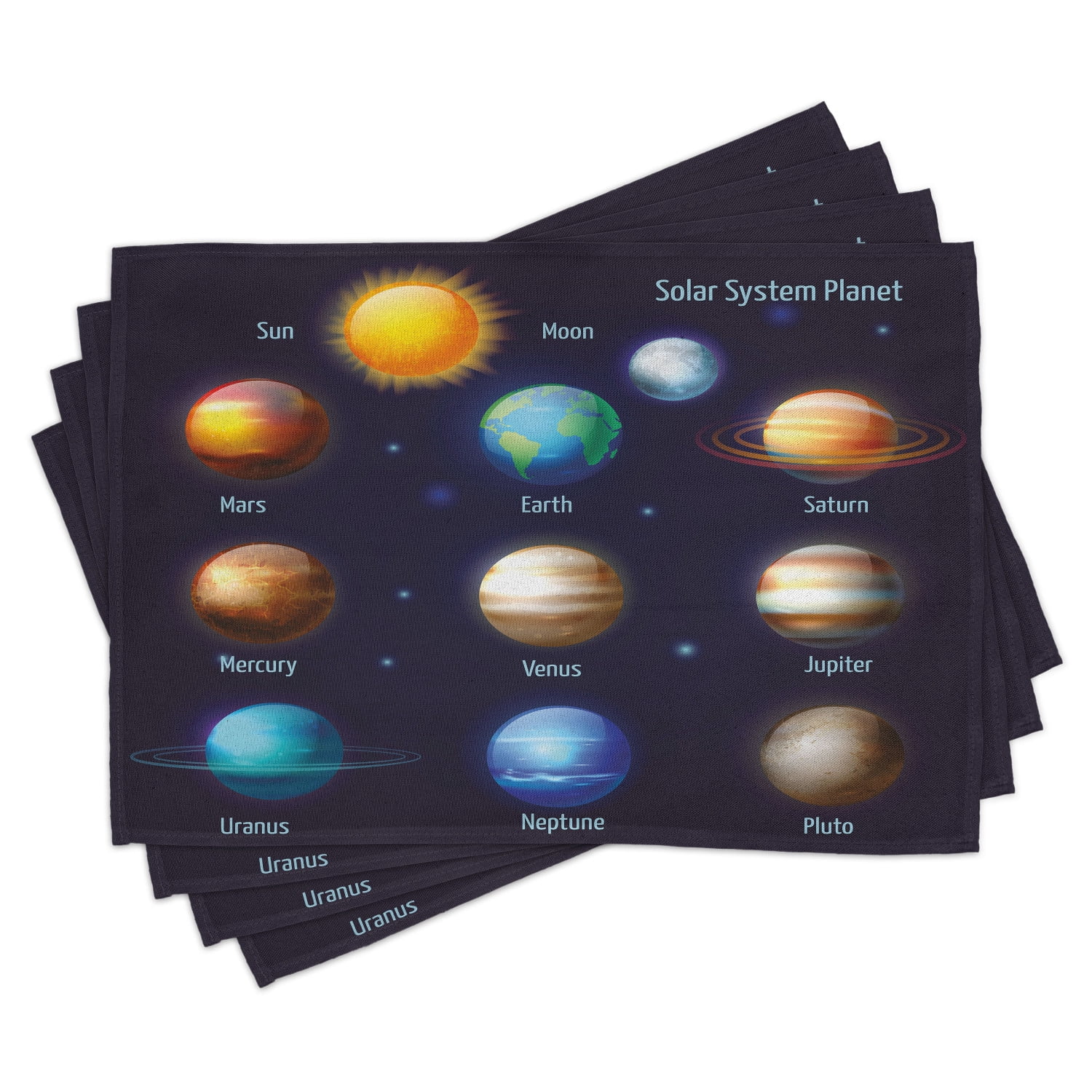 Ambesonne Science Place Mats Set of 4, Solar System and Sun, Standard ...