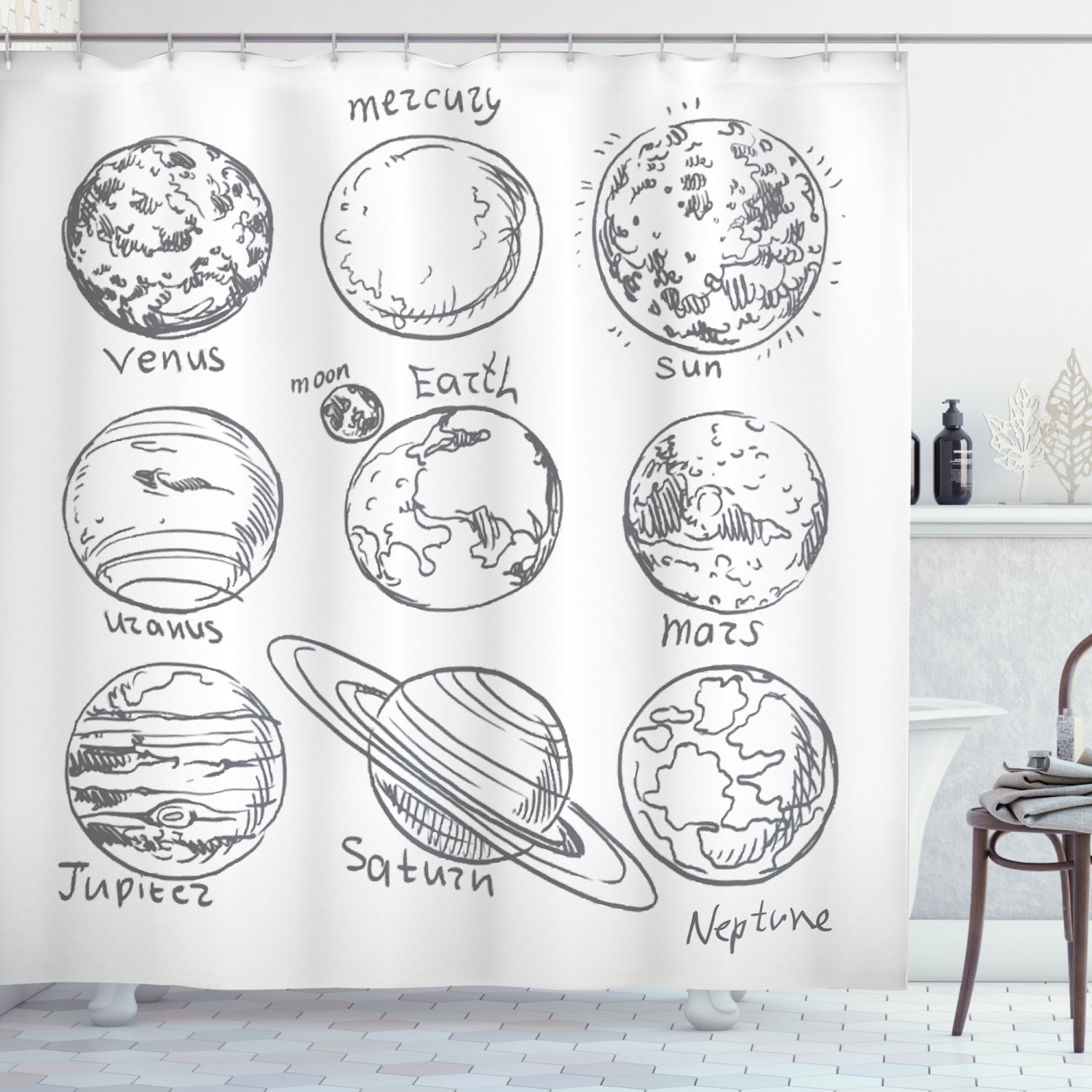 Ambesonne Science Shower Curtain, Solar System Mercury, 69"Wx75"L ...