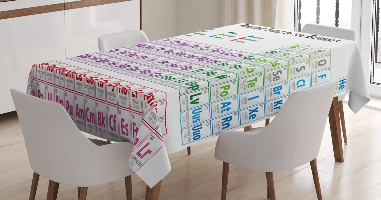 Ambesonne Science Tablecloth Rectangular Table Cover, Chemistry Primary ...
