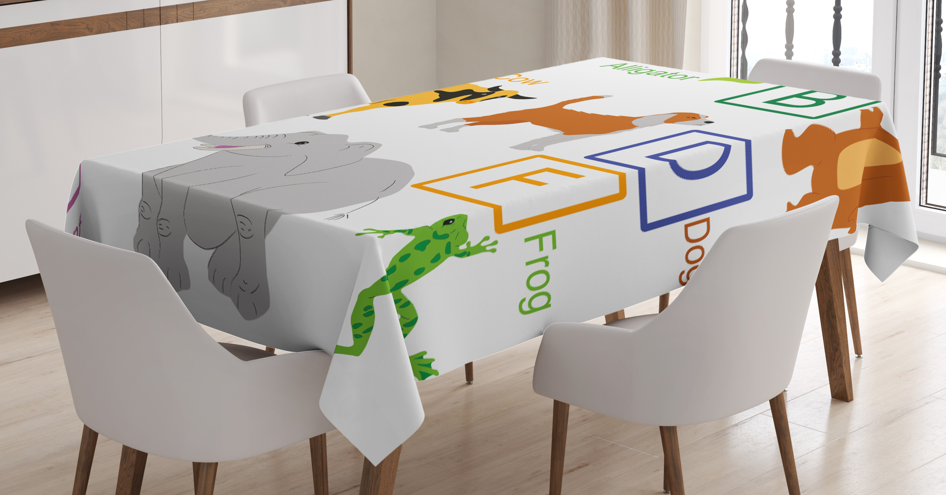 Ambesonne Science Tablecloth Rectangular Table Cover, Zoo Animals, 52"x70", Multicolor - Walmart.com