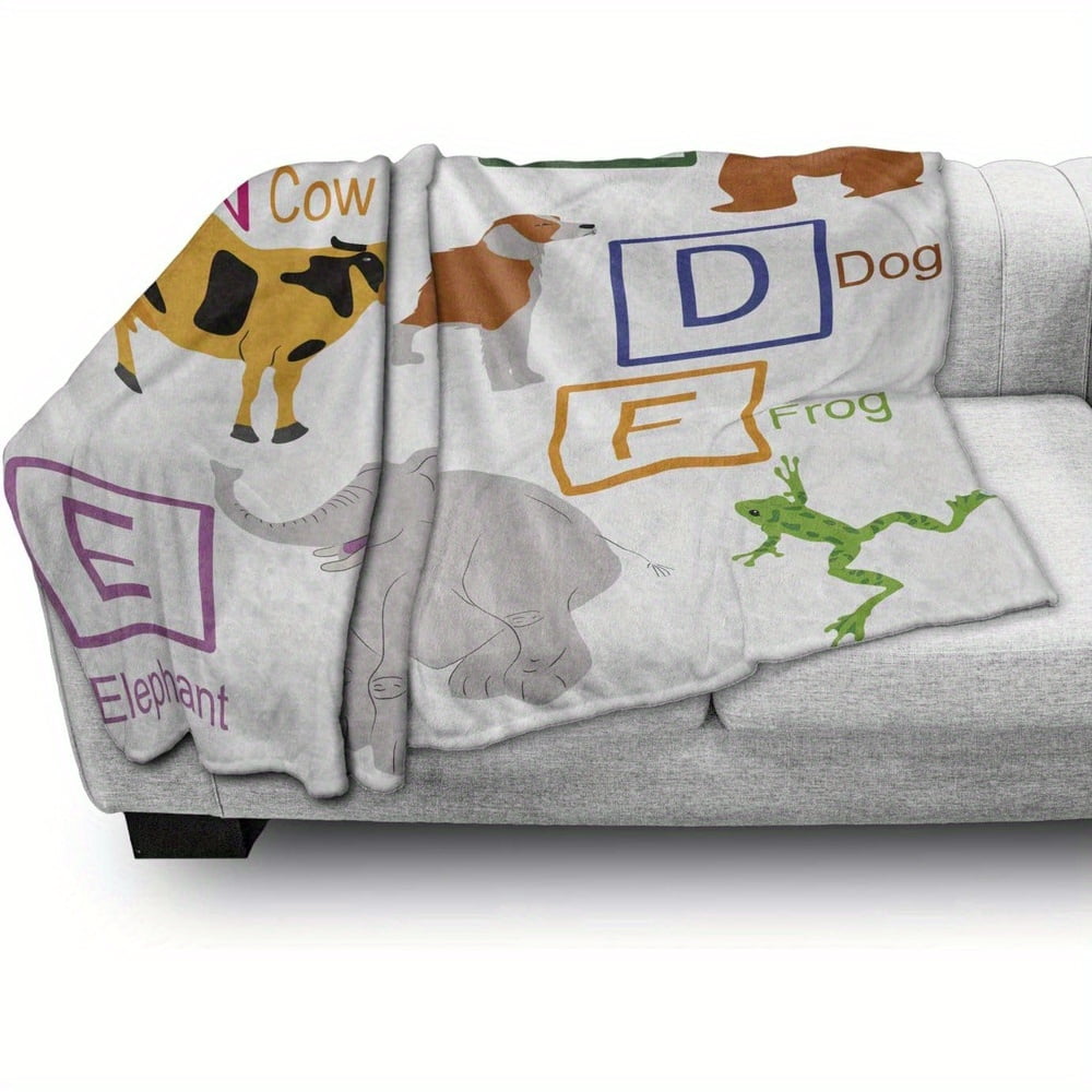 Ambesonne Science Throw Blanket, Alphabet Letters with Zoo Animals Fun ...