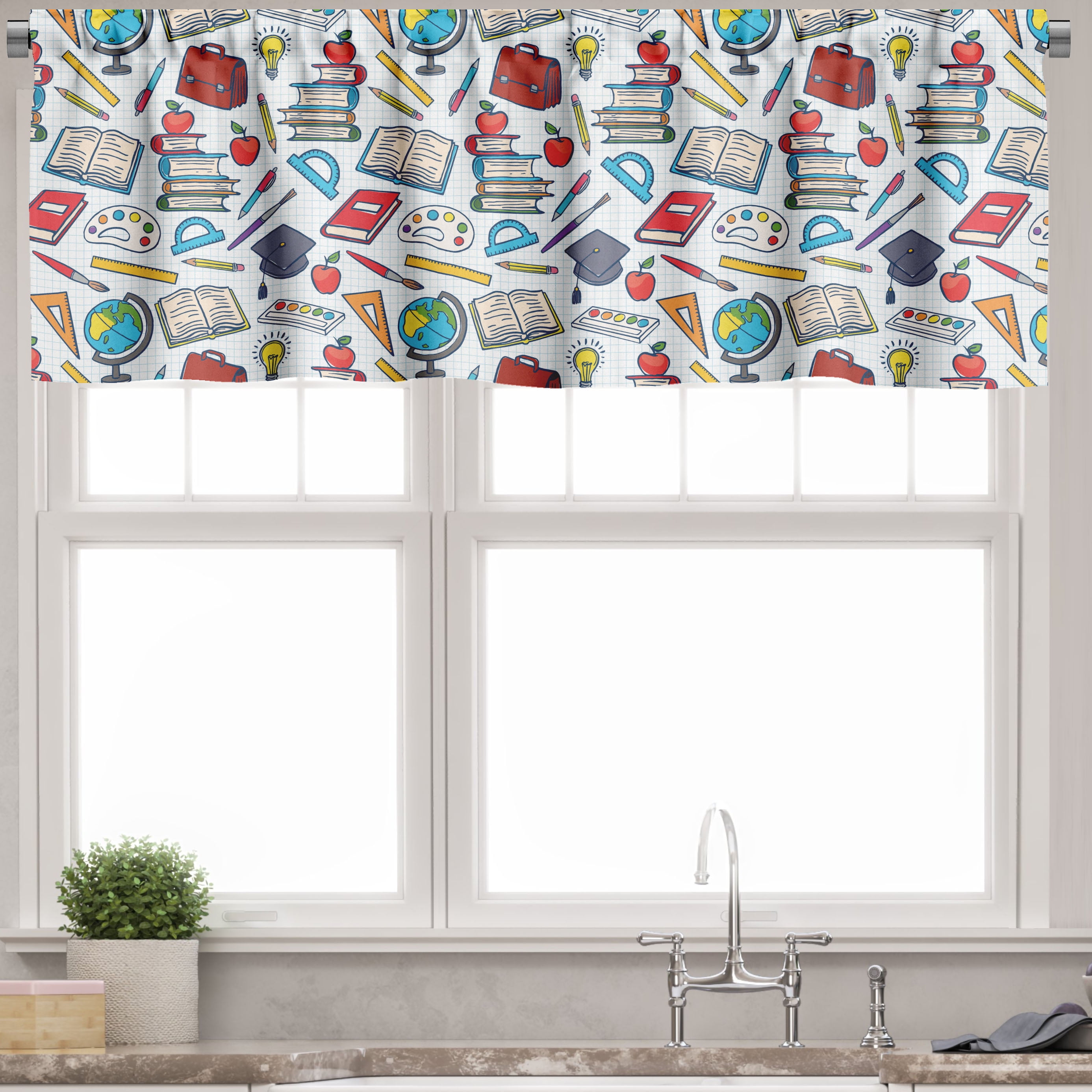 Ambesonne Science Window Valance, Student Supplies, 54" X 12 ...