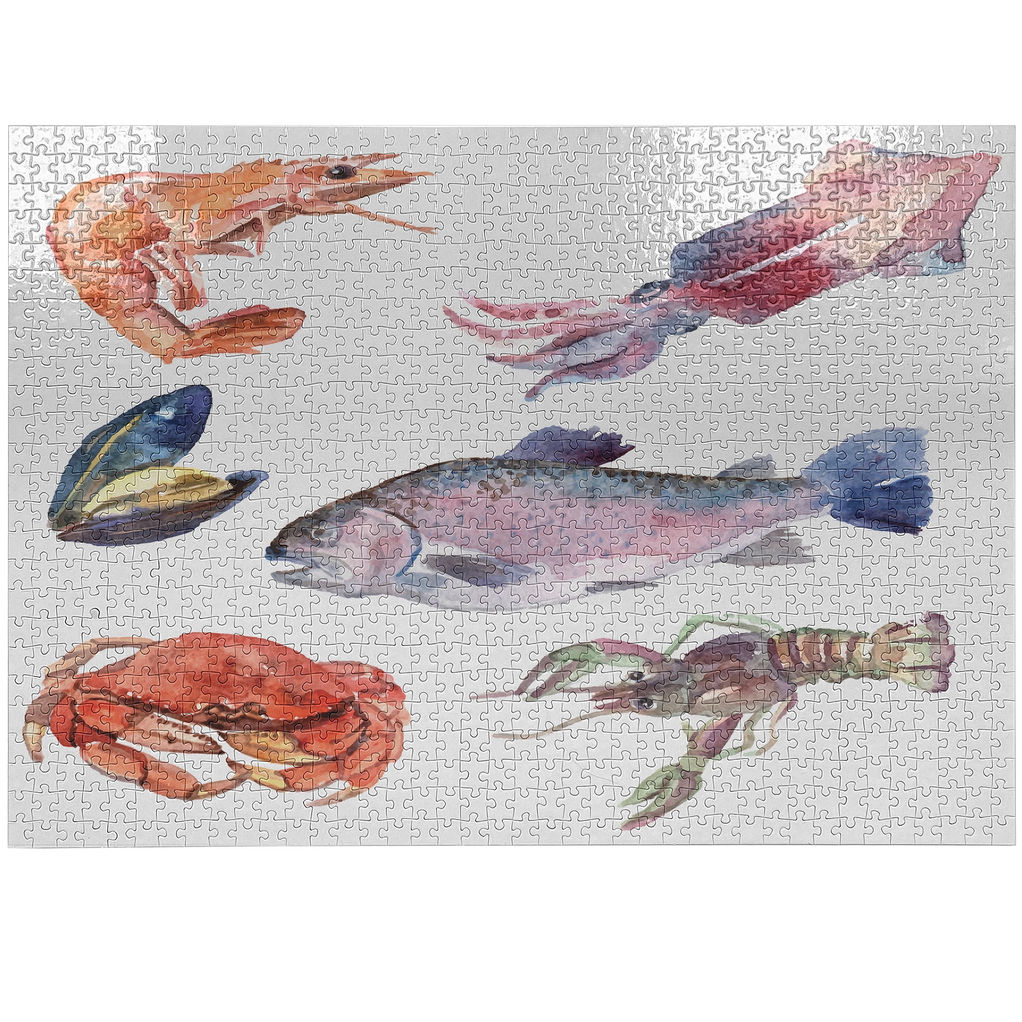 Ambesonne Sea Animals Jigsaw Puzzle, Sea Animals Watercolor, Heirloom ...