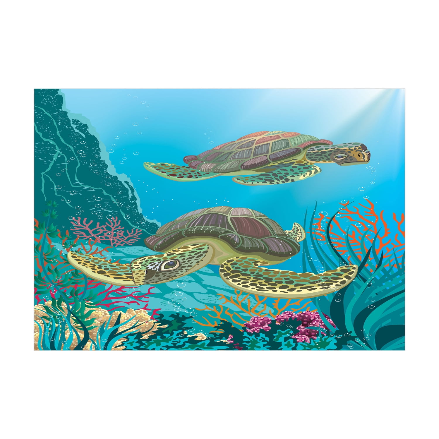 Ambesonne Sea Animals Jigsaw Puzzle, Sealife Turtles Aquatic, Heirloom ...