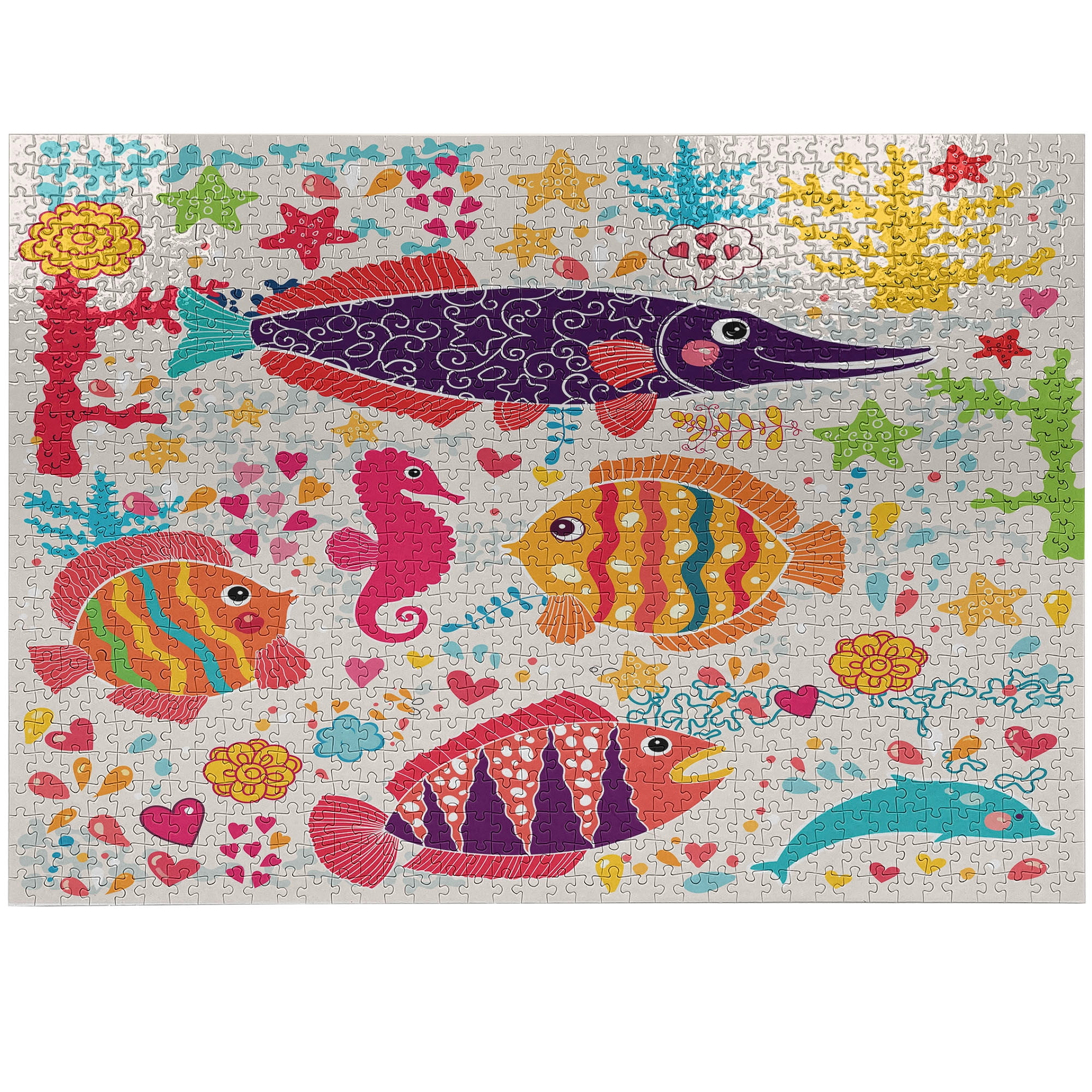 Ambesonne Sea Animals Jigsaw Puzzle, Underwater Fish, Heirloom-Quality ...