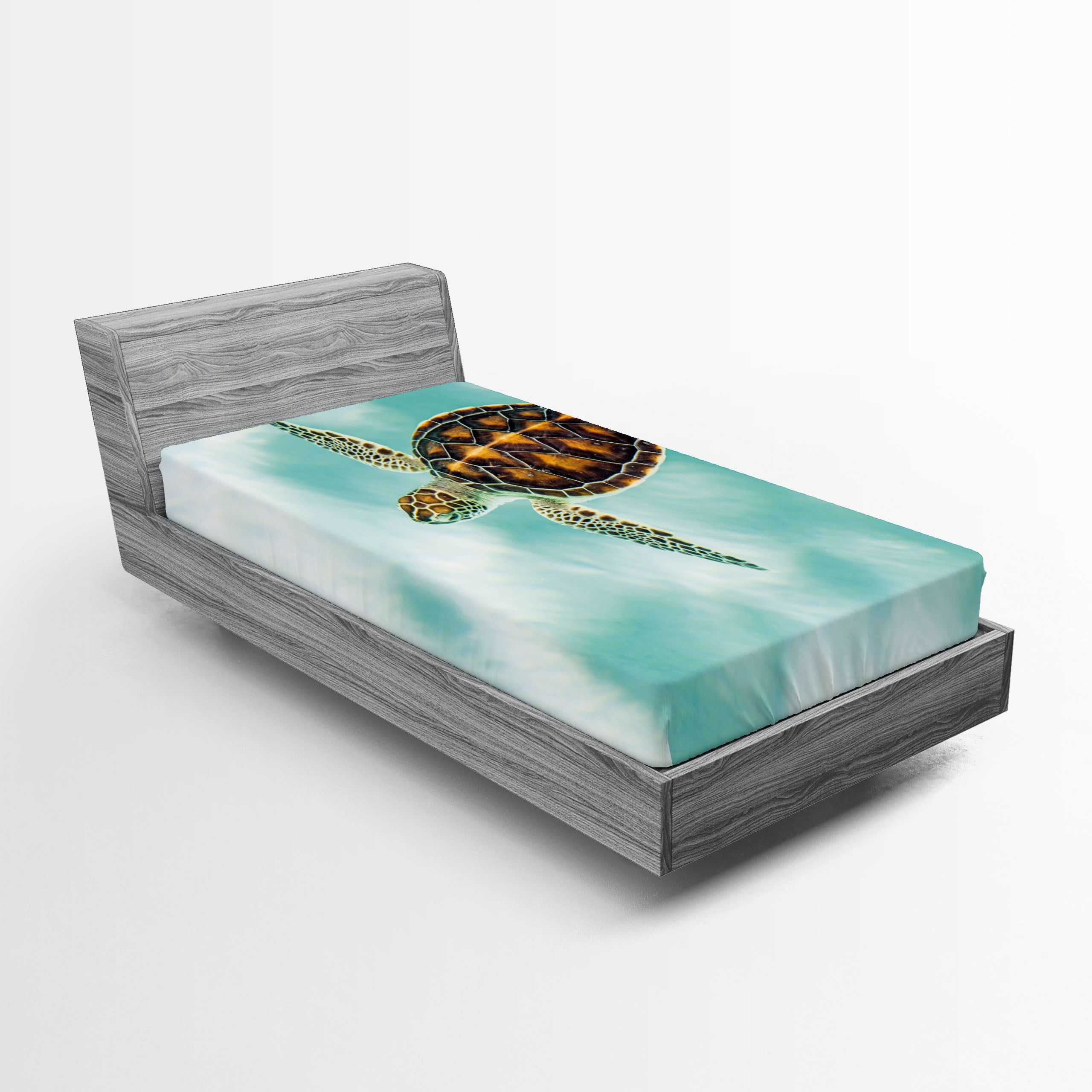 Ambesonne Sea Fitted Sheet, Endangered Turtle, Twin XL Size, Pale ...