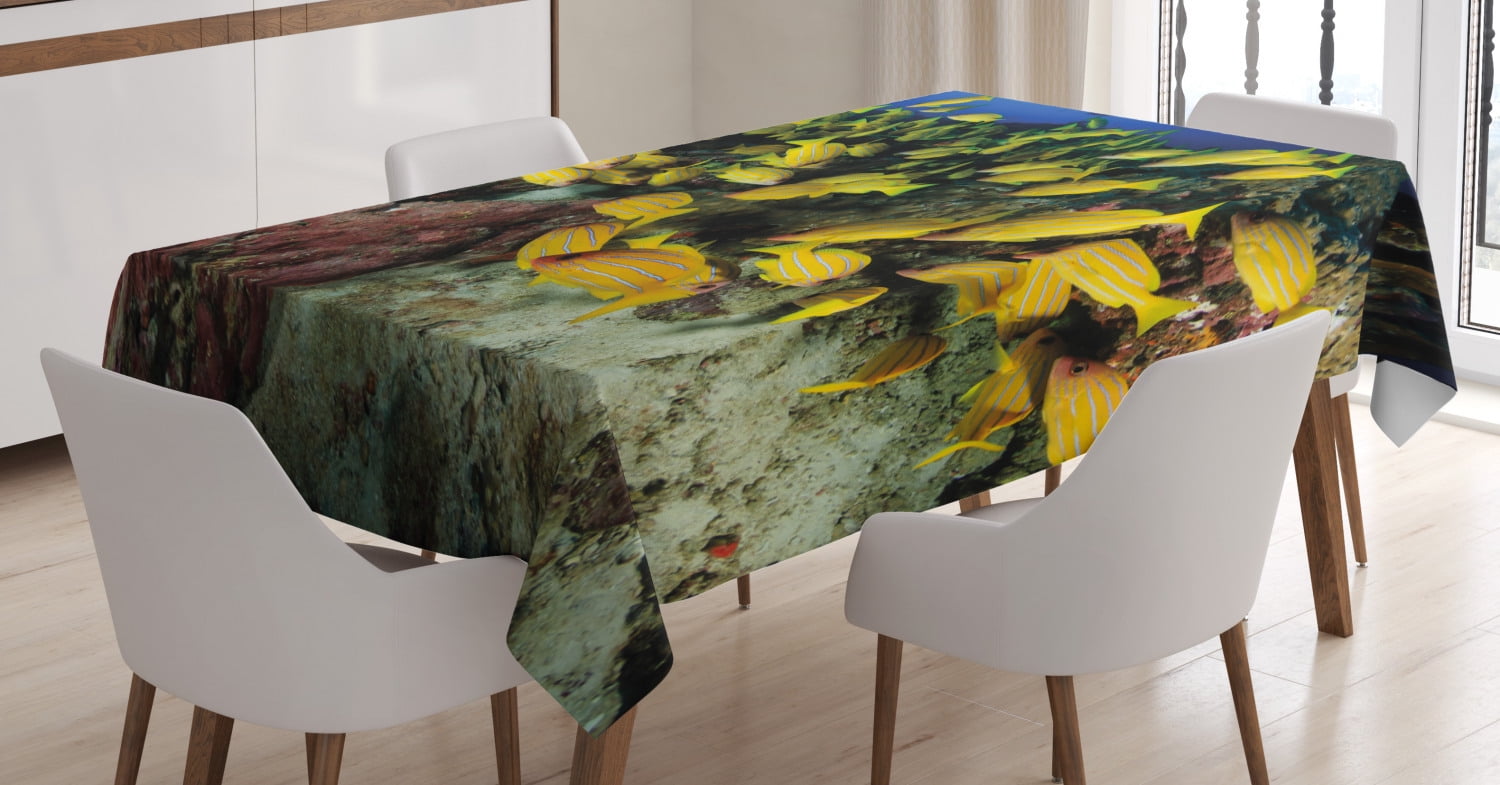 Ambesonne Sea Life Tablecloth Rectangular Table Cover, Tropical Fish ...
