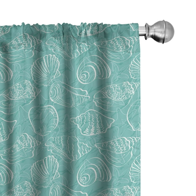 Ambesonne Sea Shells Curtains, Doodle Marine Lines, Pair of 28"x63 ...