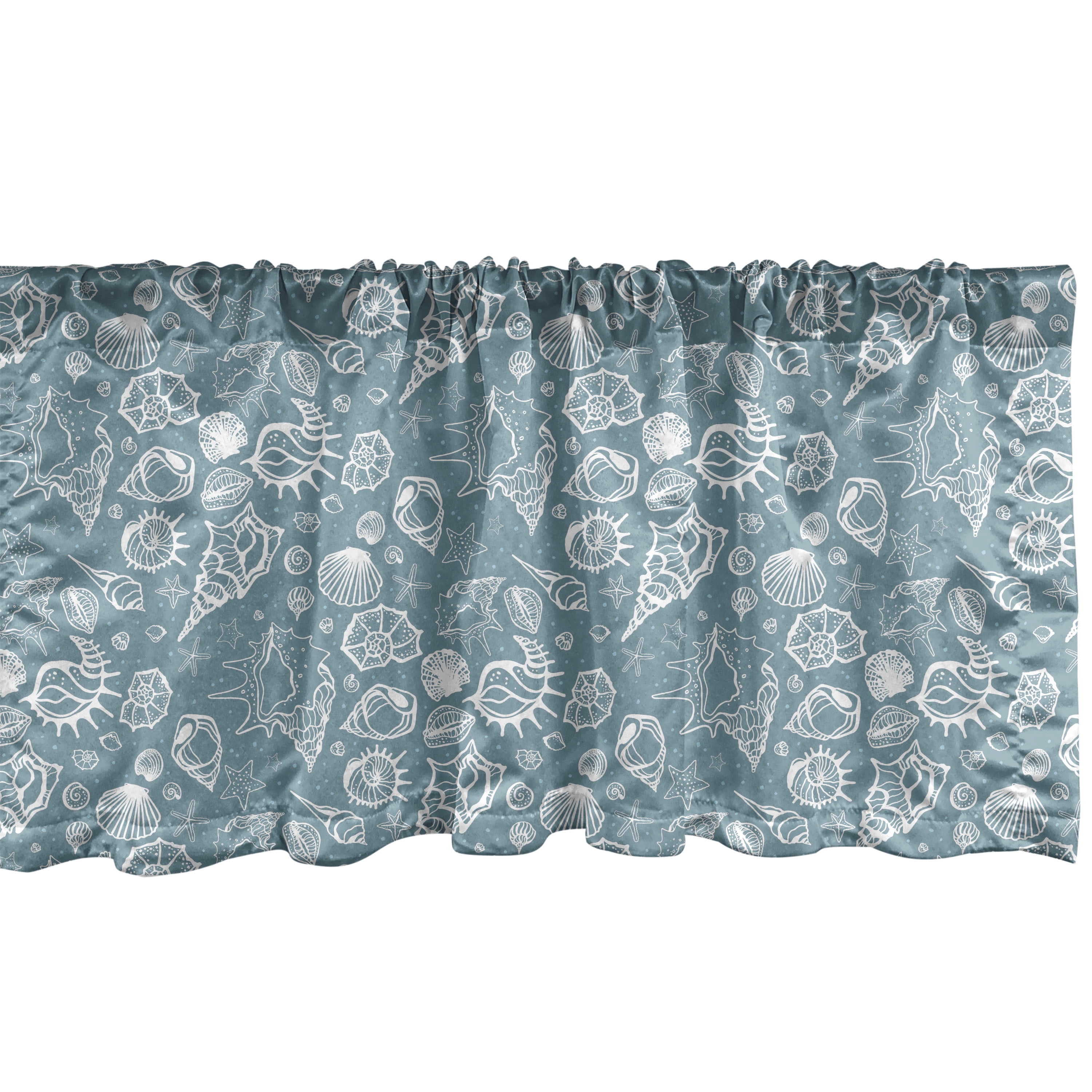 Ambesonne Sea Shells Window Valance, Doodle Style Pattern, 54" X 18 ...