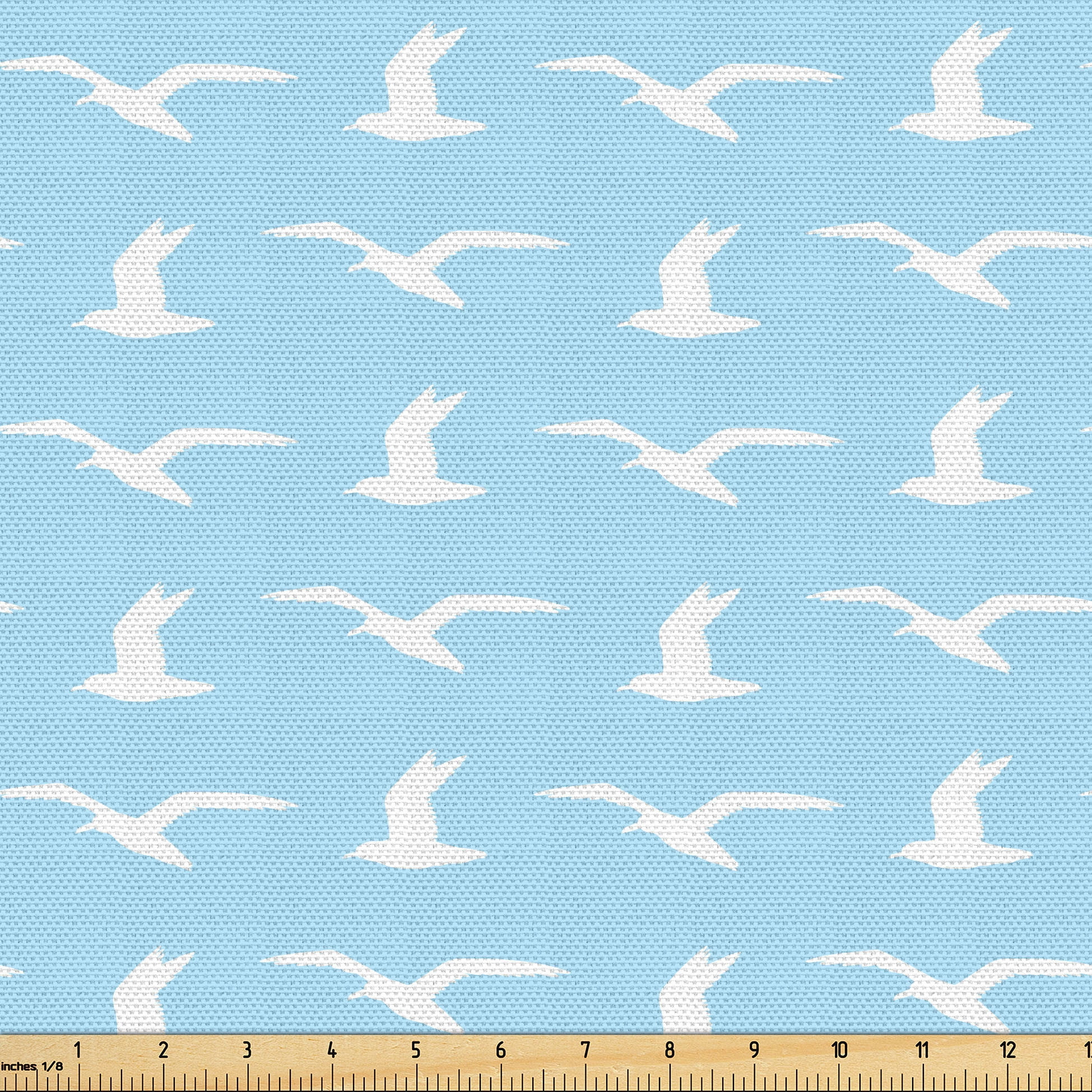 Ambesonne Sea Theme Fabric by the Yard Upholstery, Gull Silhouette Bird ...