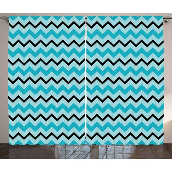 Ambesonne Seafoam Curtains 2 Panel Set, Retro Inspirations Chevron, 108 ...