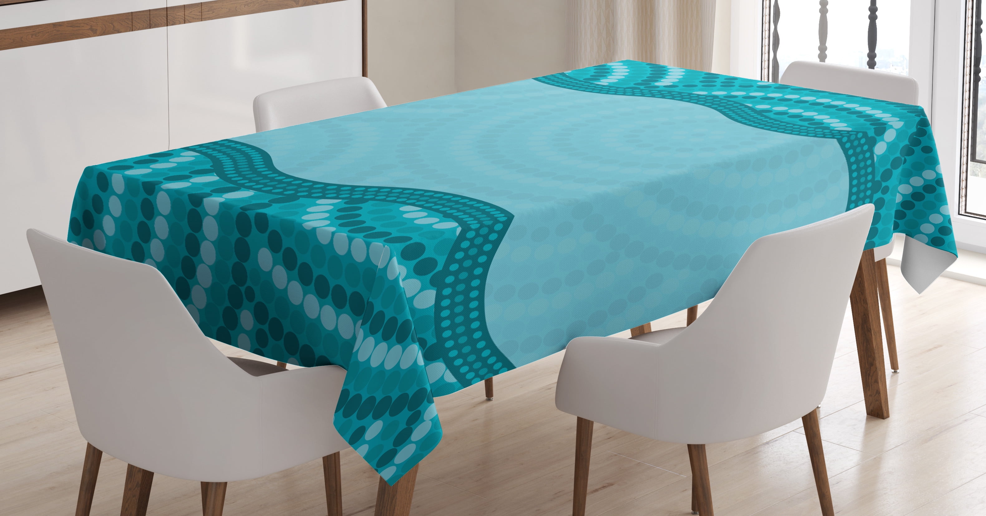 Ambesonne Seafoam Tablecloth Rectangular Table Cover, Tribal Dotted ...