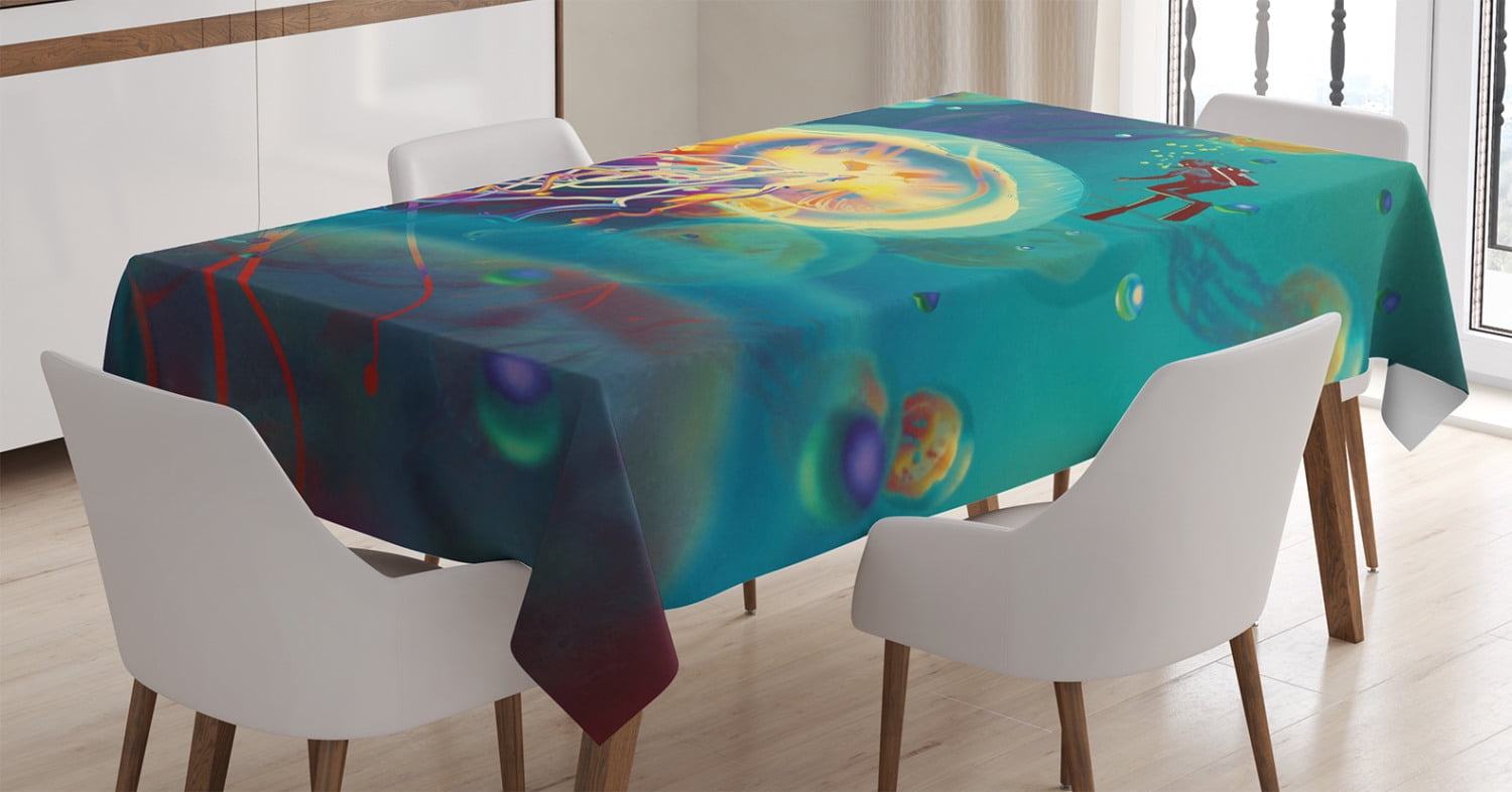 Ambesonne Sealife Tablecloth Rectangular Table Cover, Submarine ...