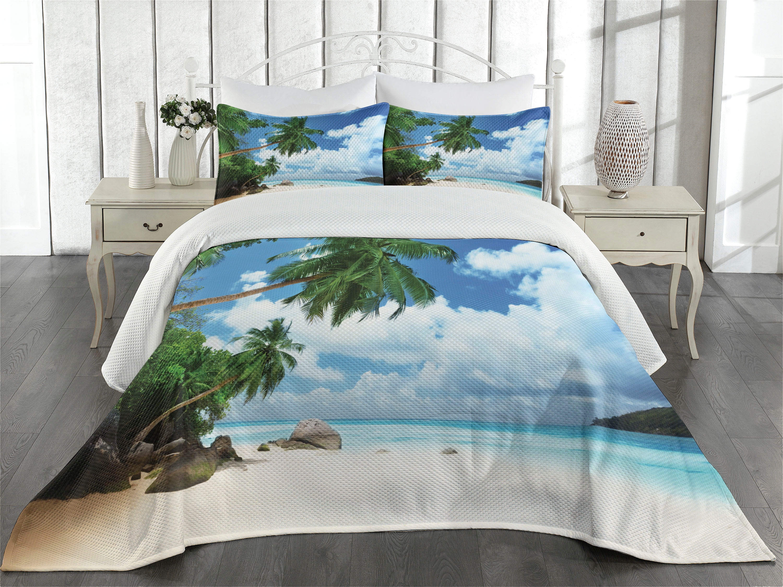 Ambesonne Seascape Quilted Coverlet 3 Pcs, Mahe Island in Seychelles ...