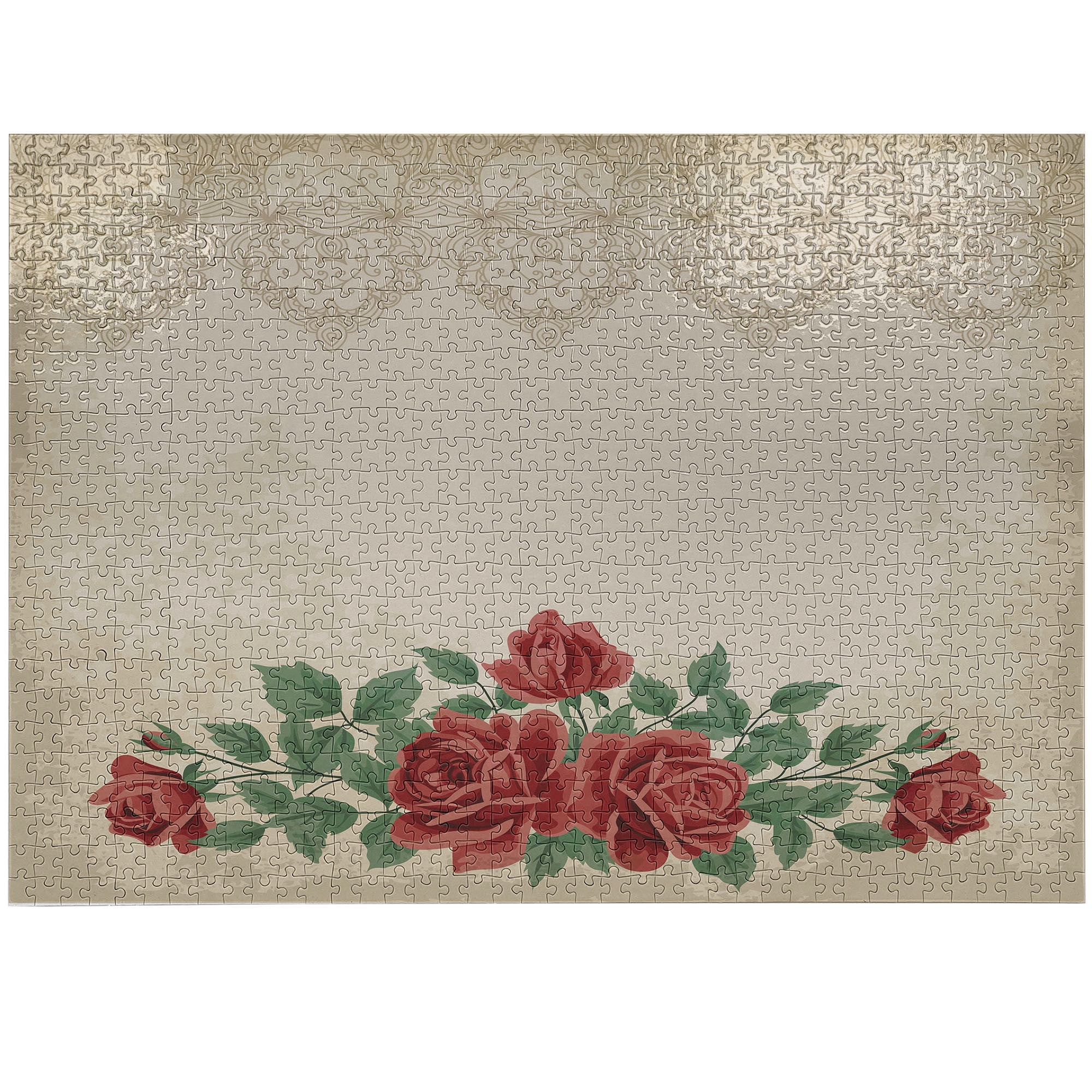 Ambesonne Shabby Flora Jigsaw Puzzle, Vintage Love Red Roses, Heirloom ...