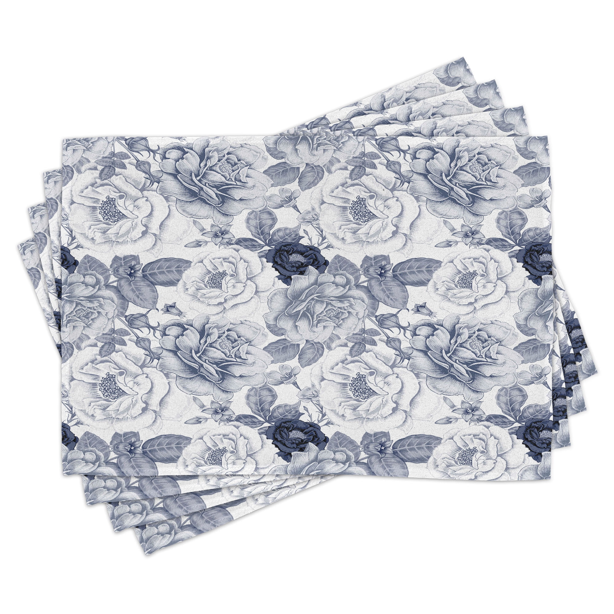 Ambesonne Shabby Flora Place Mats Set of 4, Garden Spring Roses ...