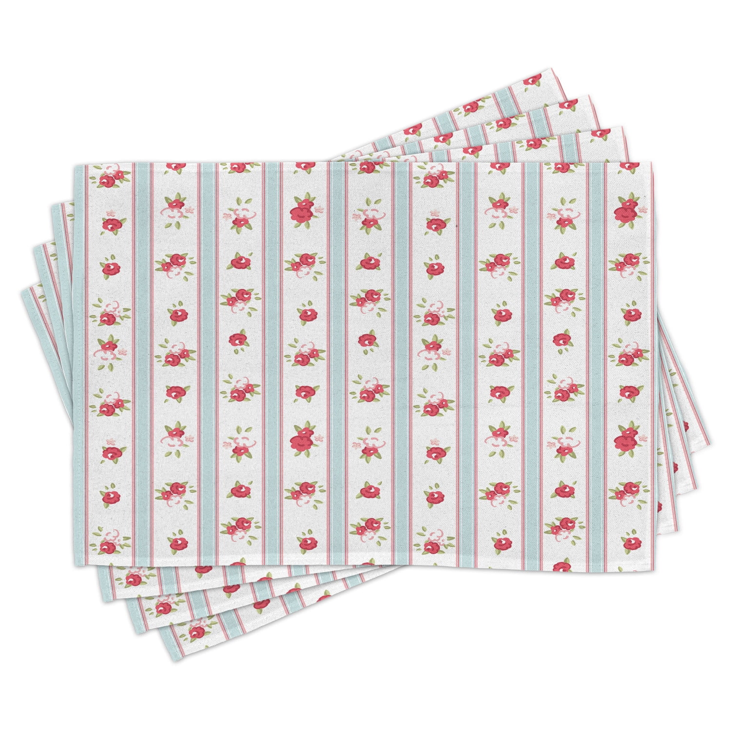 Ambesonne Shabby Flora Place Mats Set of 4, Rose Blooms, Standard Size ...