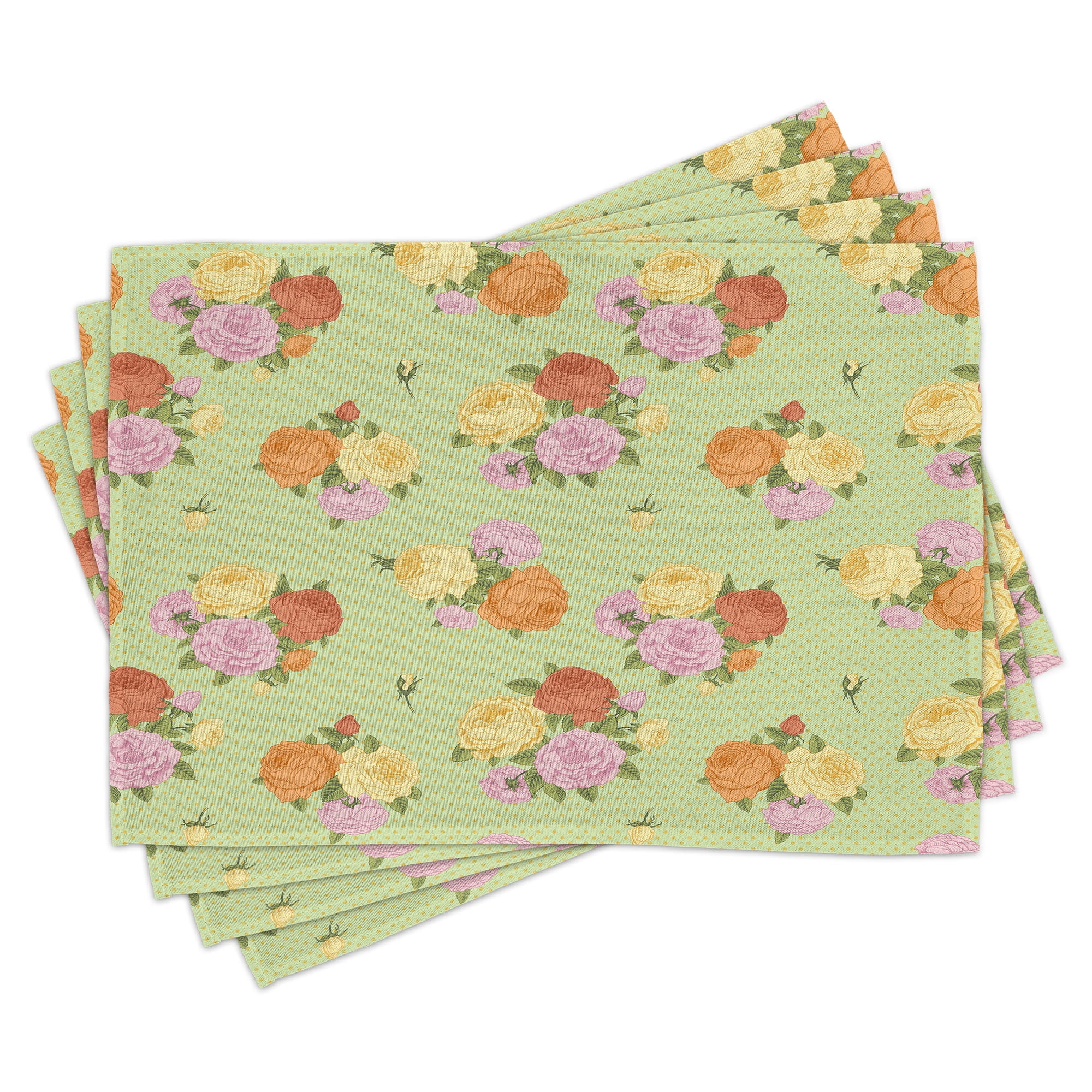 Ambesonne Shabby Flora Place Mats Set of 4, Vintage Flower Rose ...