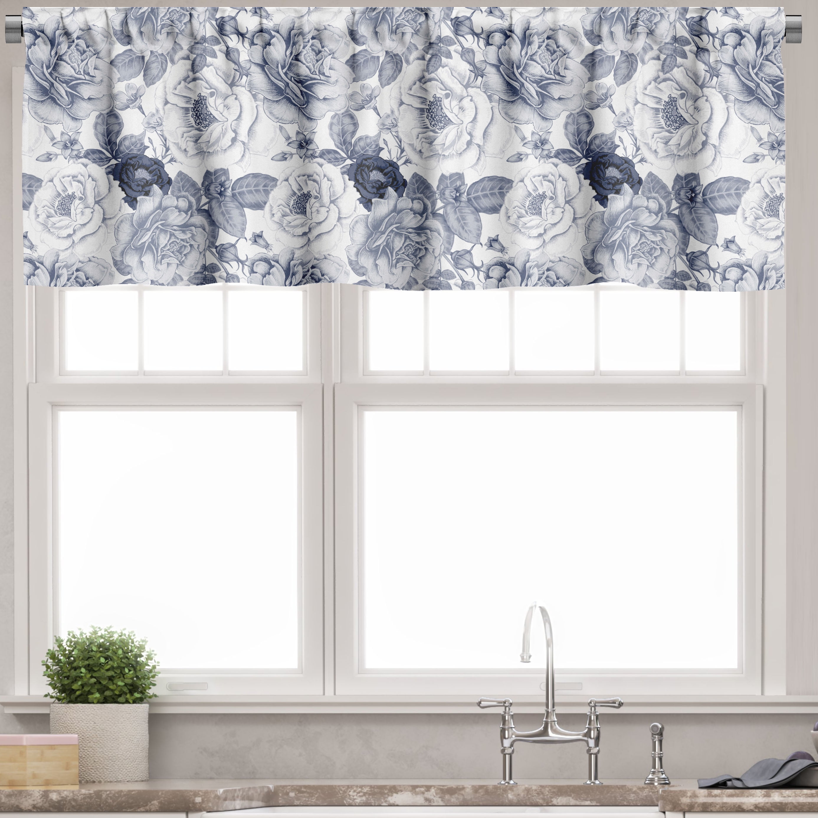 Ambesonne Shabby Flora Valance Pack of 2, Garden Spring Roses, 42"X12 ...
