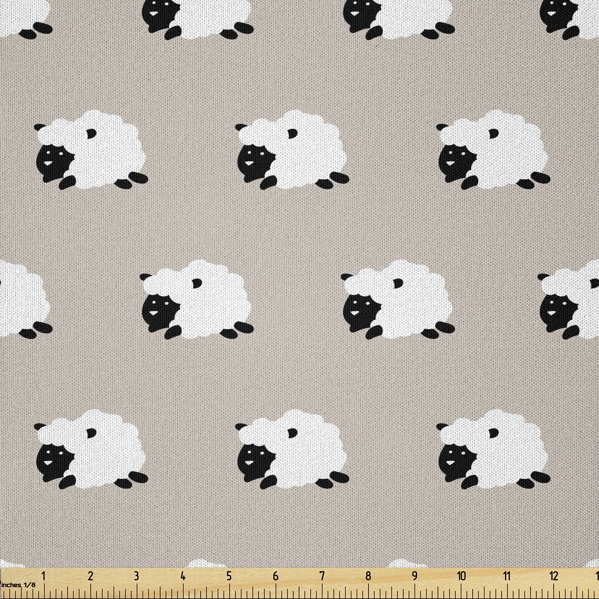 Ambesonne Sheep Fabric by the Yard Microfiber, Furry Animal, 5 Yards ...