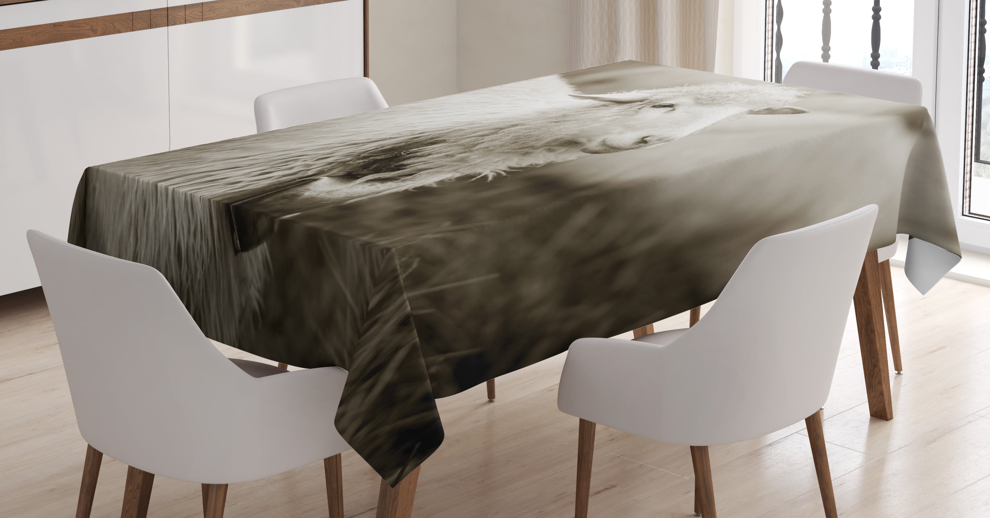 Ambesonne Sheep Tablecloth Rectangular Table Cover, Fluffy Wooly Sheep ...