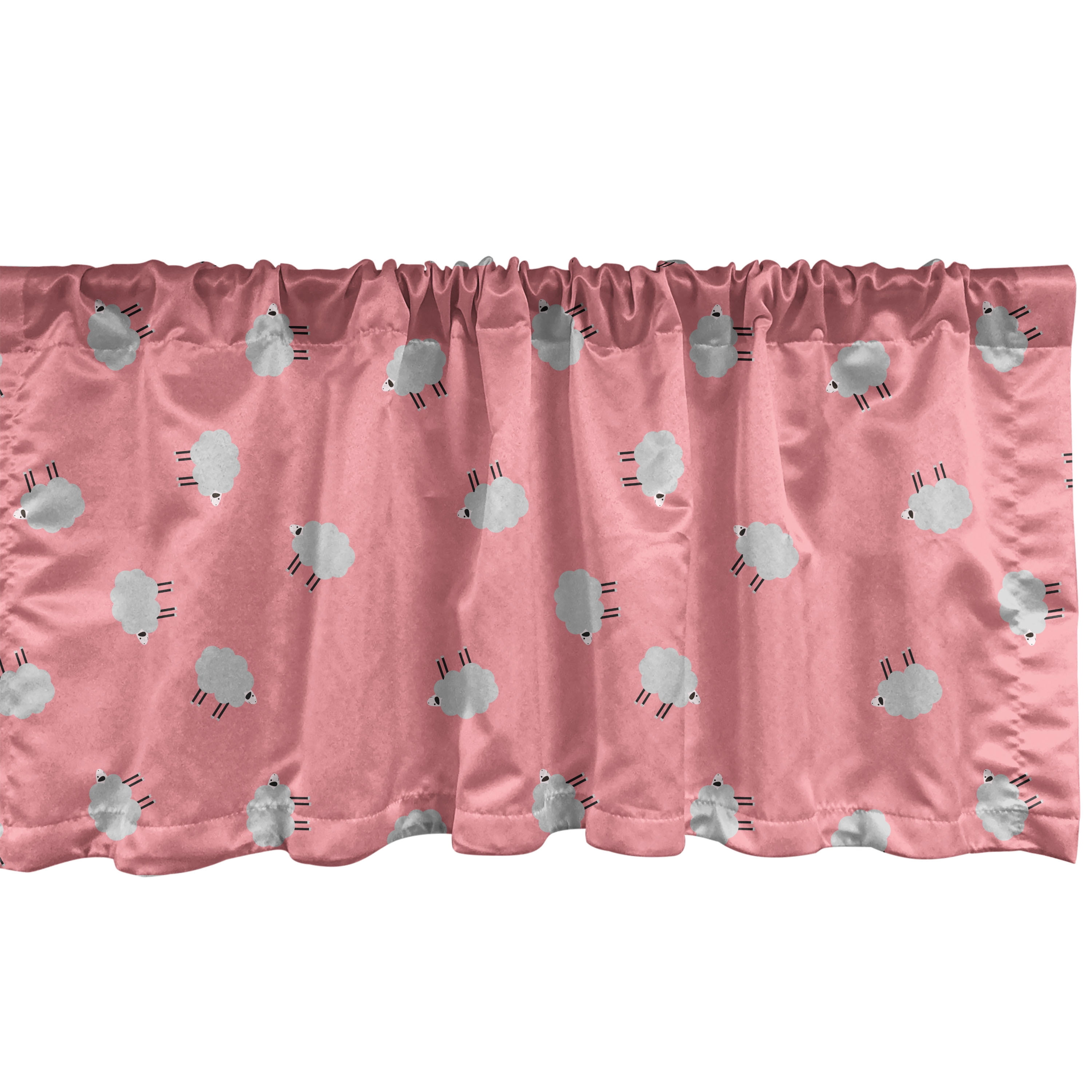 Ambesonne Sheep Window Valance, Cartoon Style Farm Animals, 42" x 18 ...