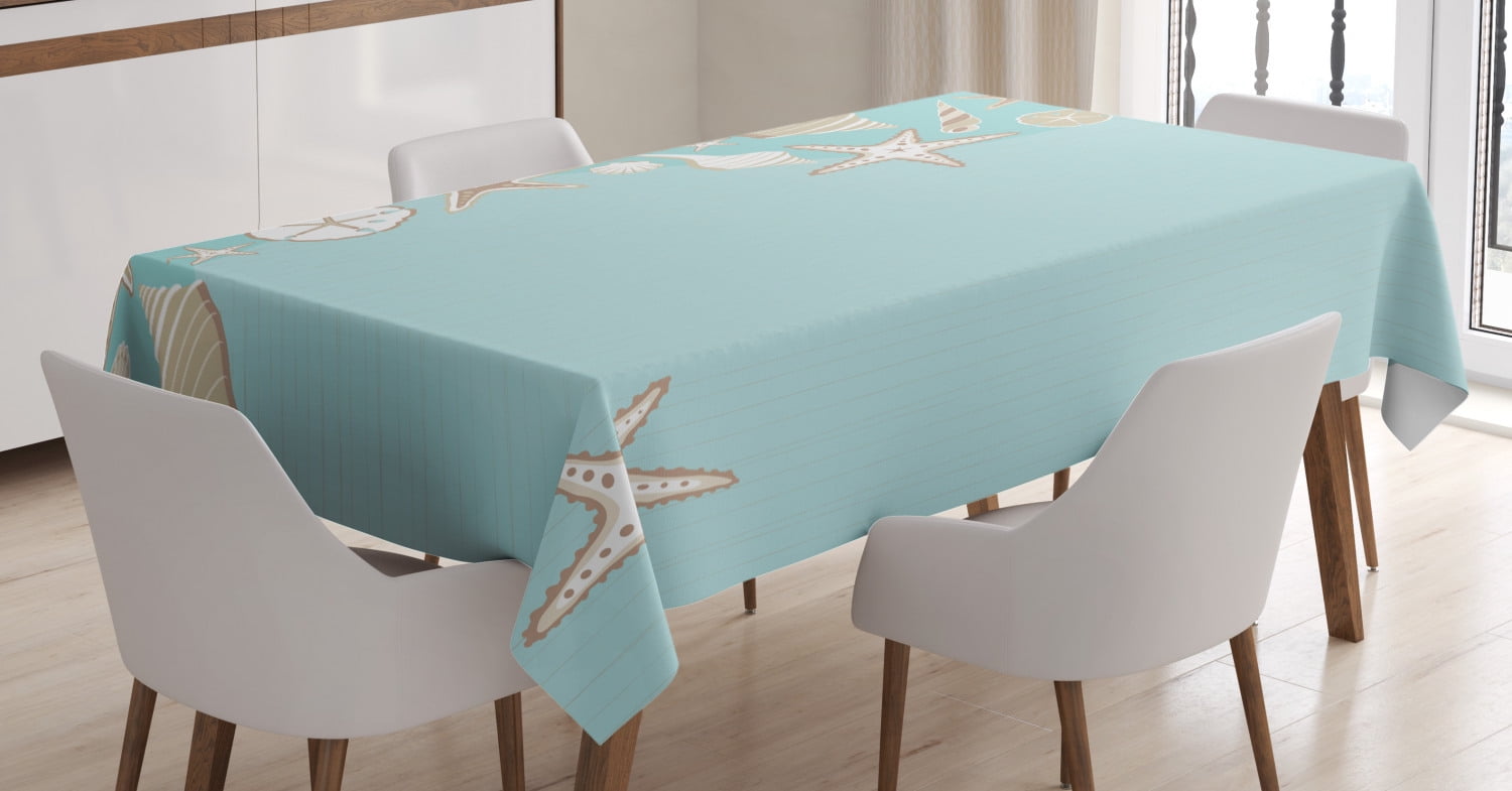 Ambesonne Shell Tablecloth Rectangular Table Cover, Beach Party and ...