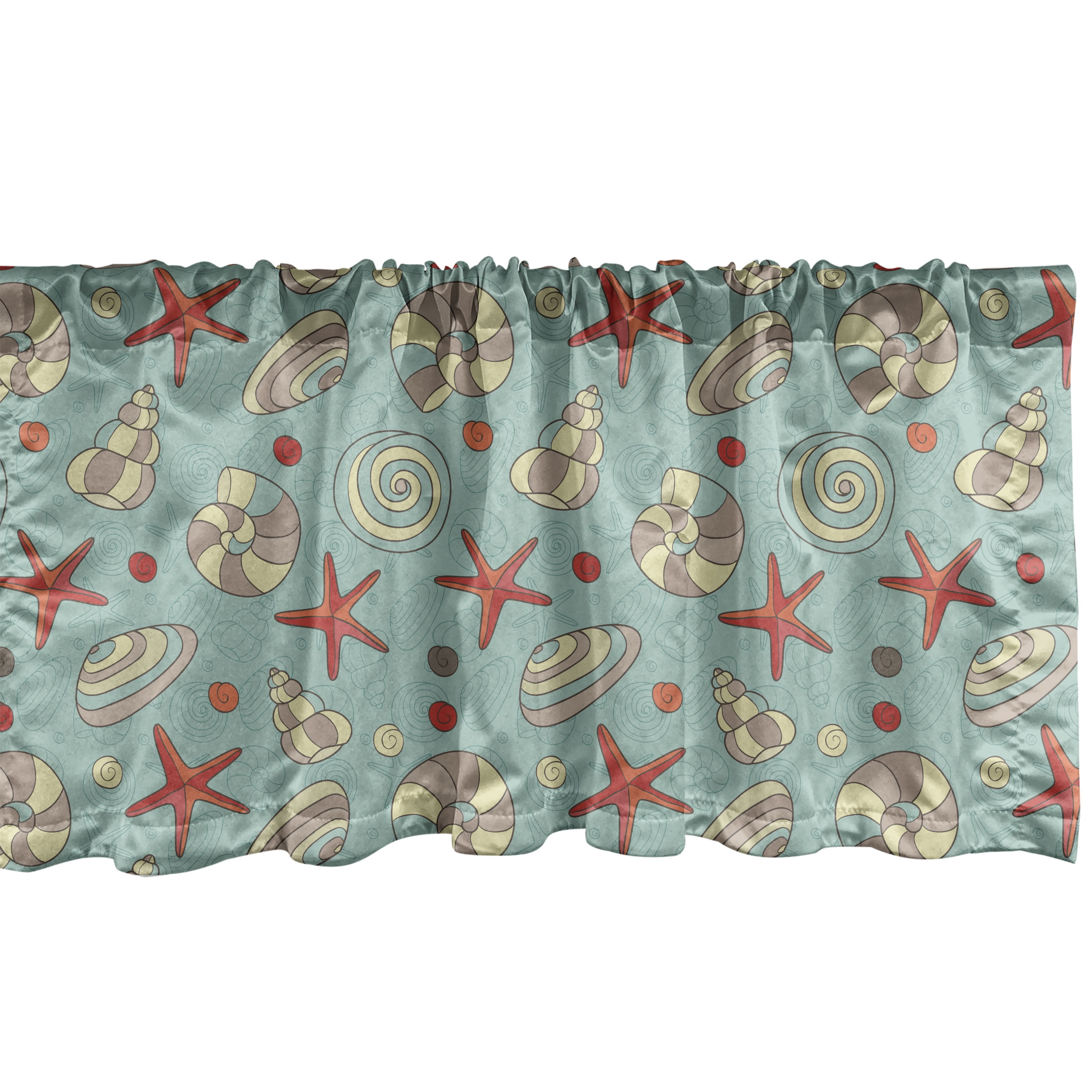Ambesonne Shell Window Valance, Nautical Cartoonish, 54" X 12 ...