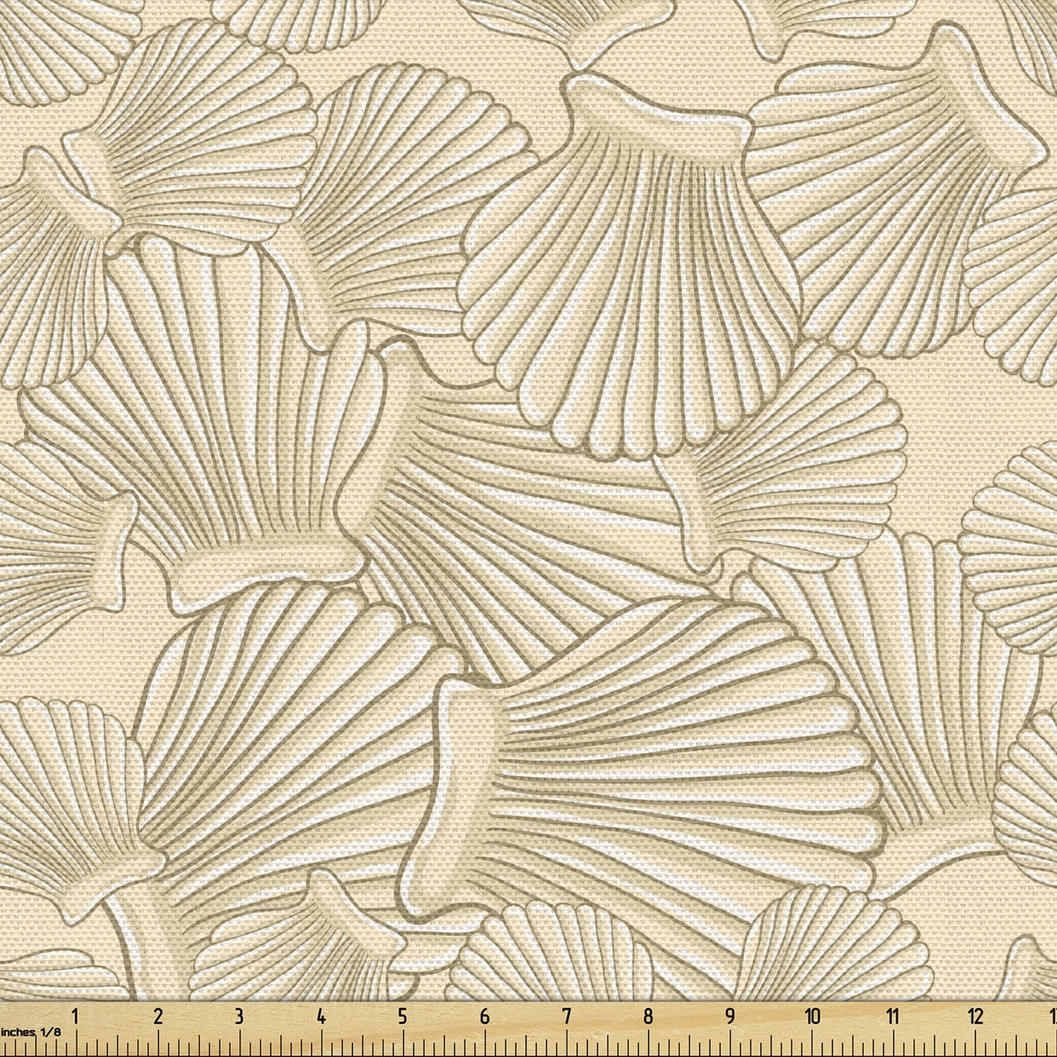 Ambesonne Shells Fabric by the Yard Upholstery, Interlacing Clams Motif ...