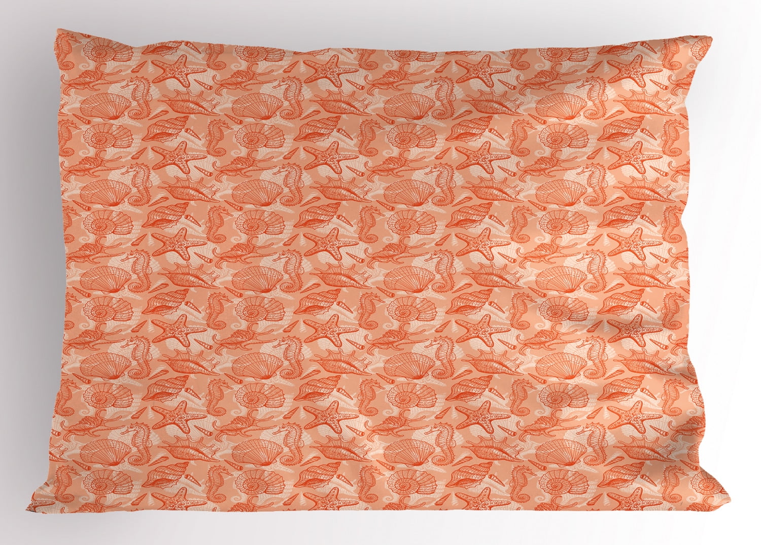 Ambesonne Shells Pillow Sham, Scallops and Lace Murex, 26" X 20", Burnt ...