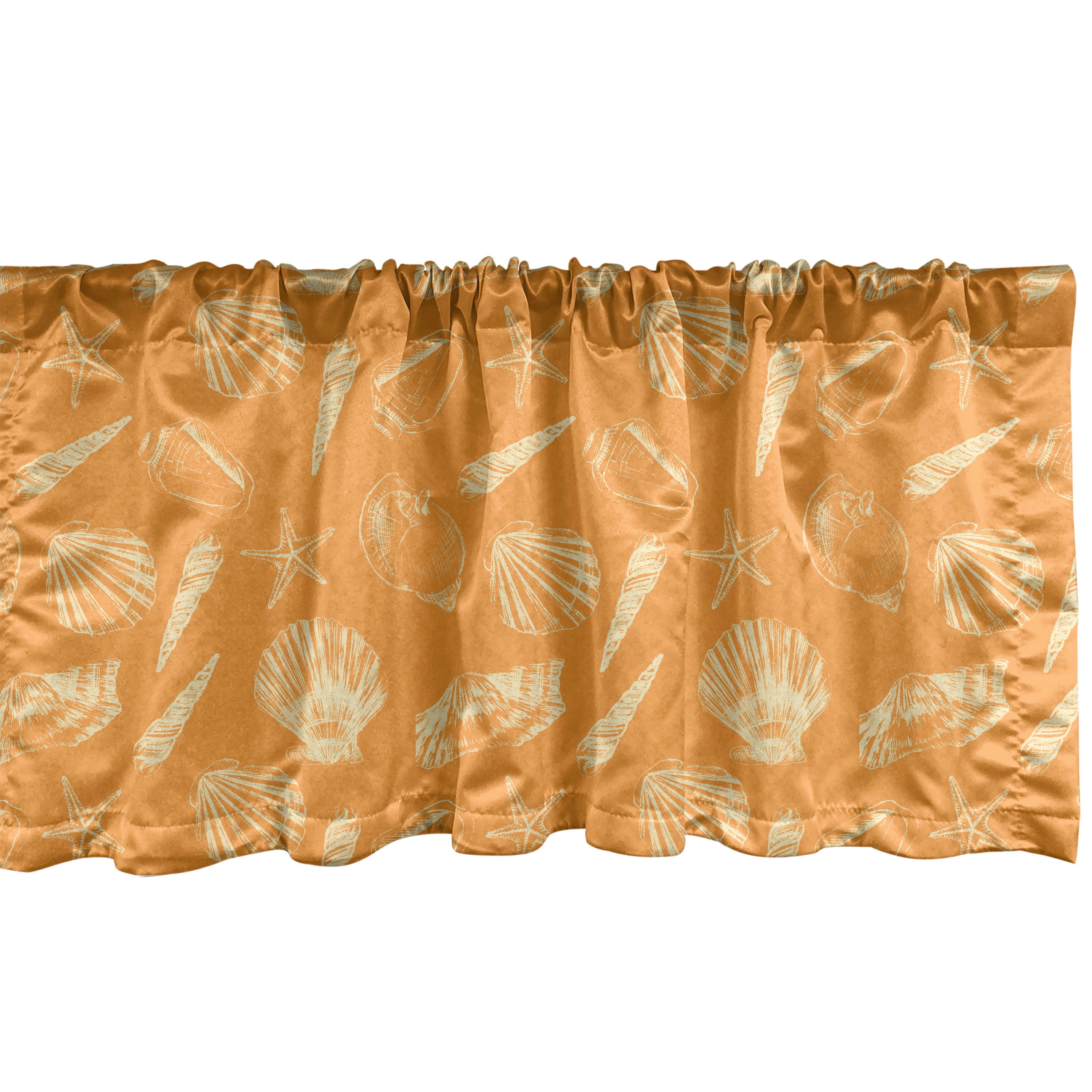 Ambesonne Shells Window Valance, Etching Sketch of Underwater Marine ...