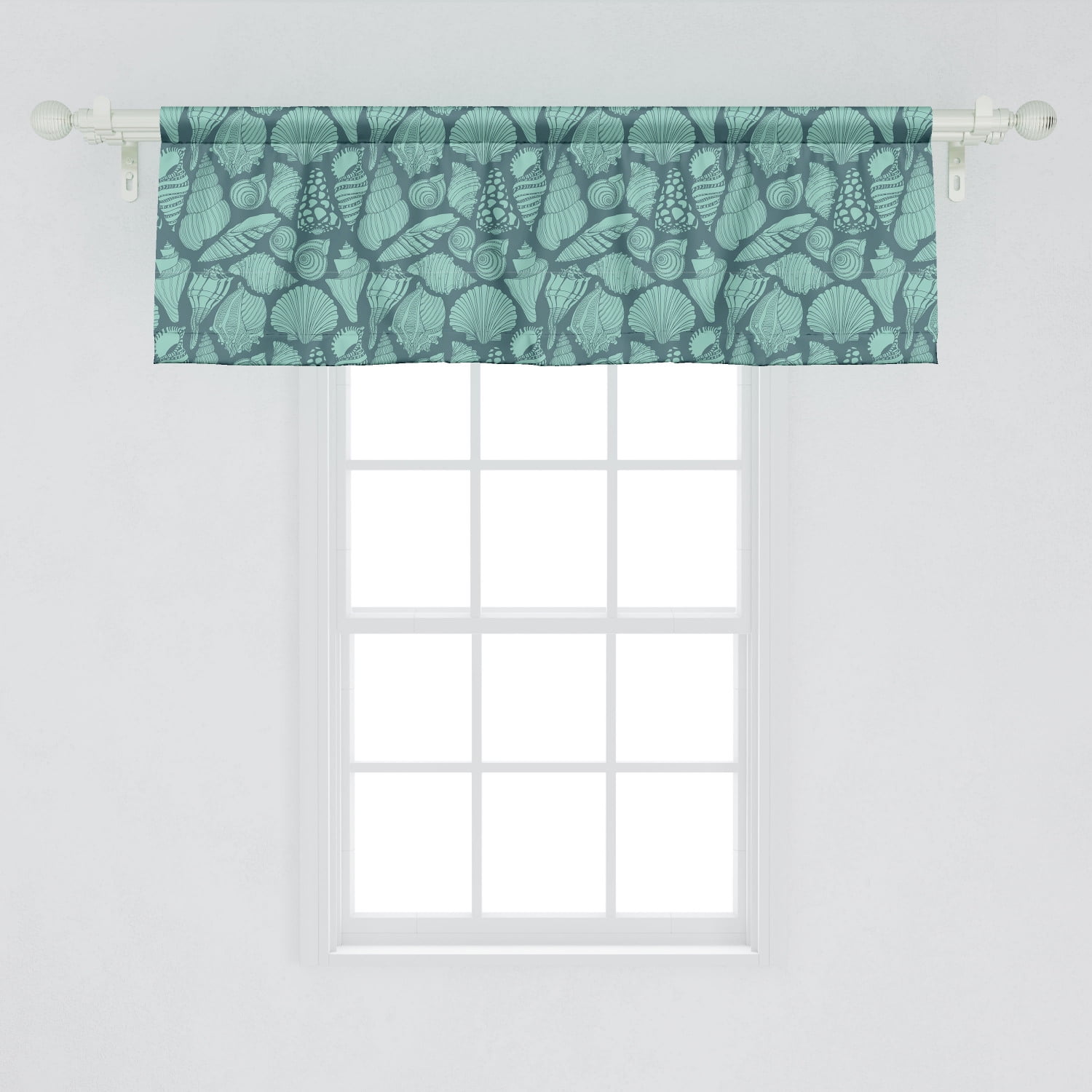 Ambesonne Shells Window Valance, Marine Concept Elements Design of ...
