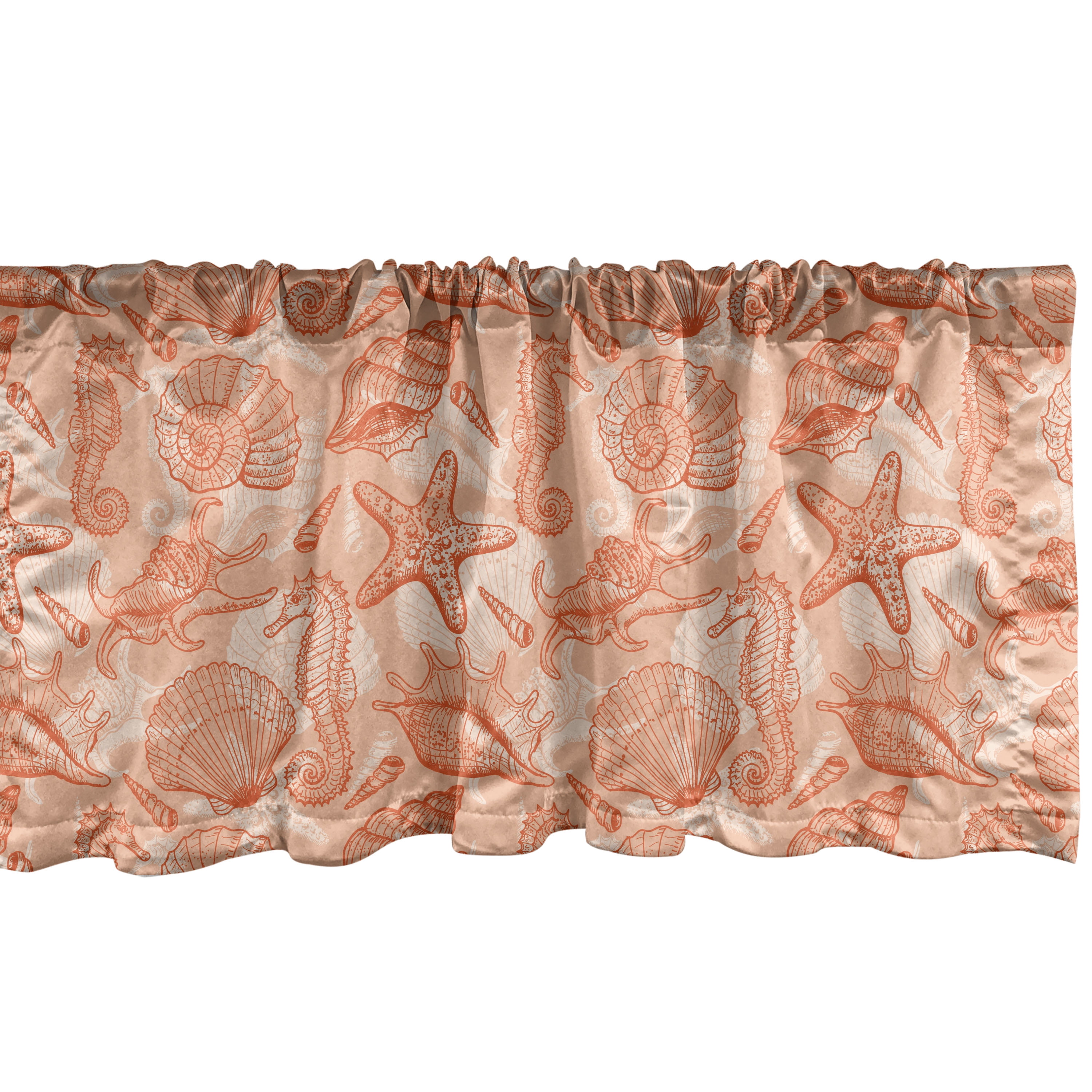 Ambesonne Shells Window Valance, Scallops and Lace Murex, 54" X 18 ...