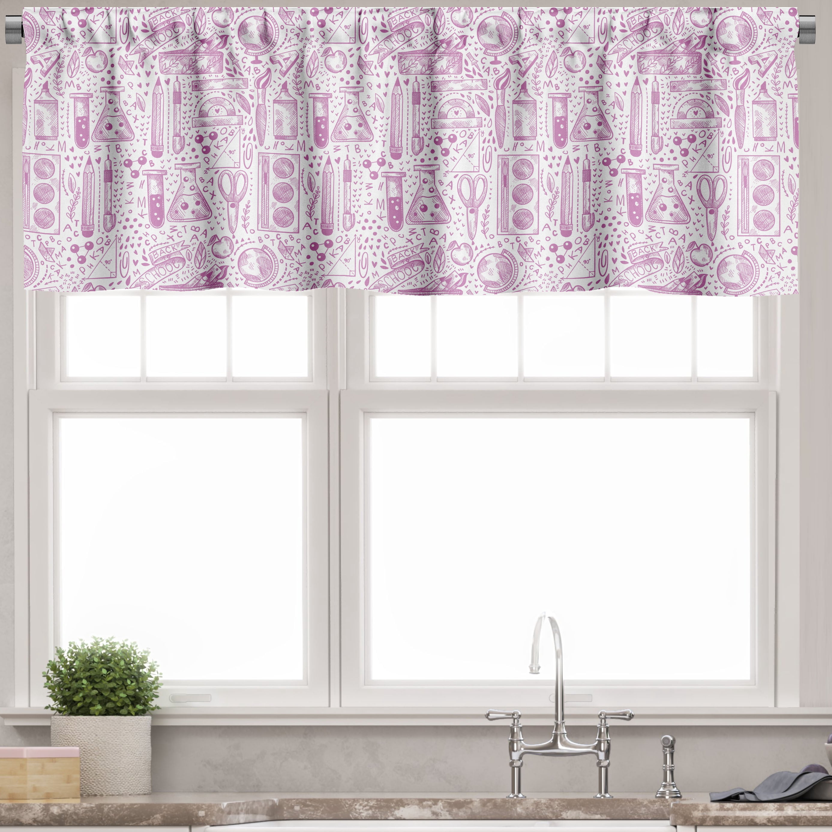 Ambesonne Sketch Valance Pack of 2, Vintage Vibe Science Pattern, 42 ...