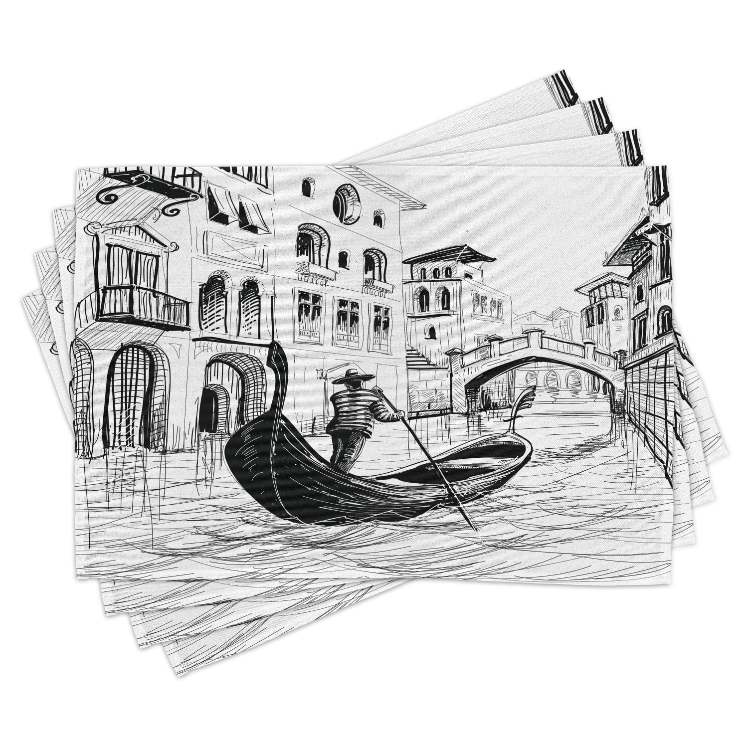 Ambesonne Sketchy Place Mats Set of 4, Mediterranean Holiday, Standard ...