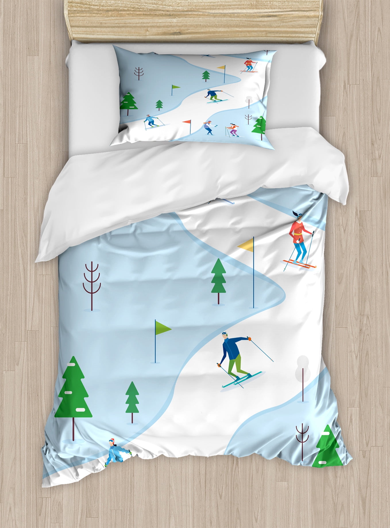 Ambesonne Ski Pattern Duvet Cover Set, Winter Sports Track, Twin, Pale ...