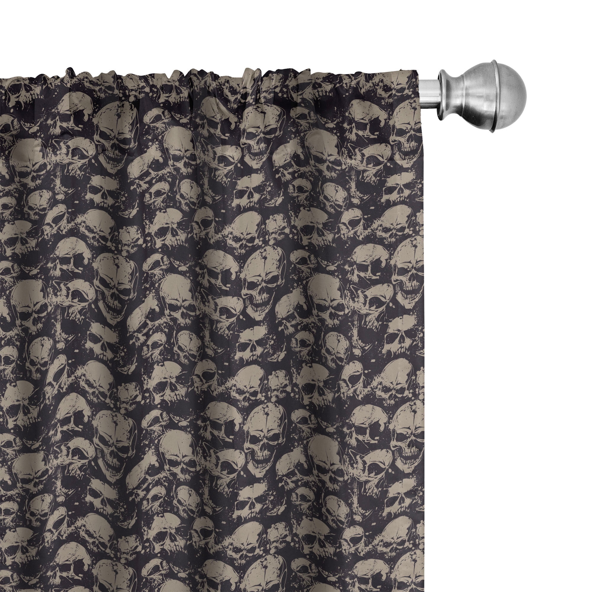 Ambesonne Skull Curtains, Grunge Scary Evil, Pair of 28"x63", Charcoal ...