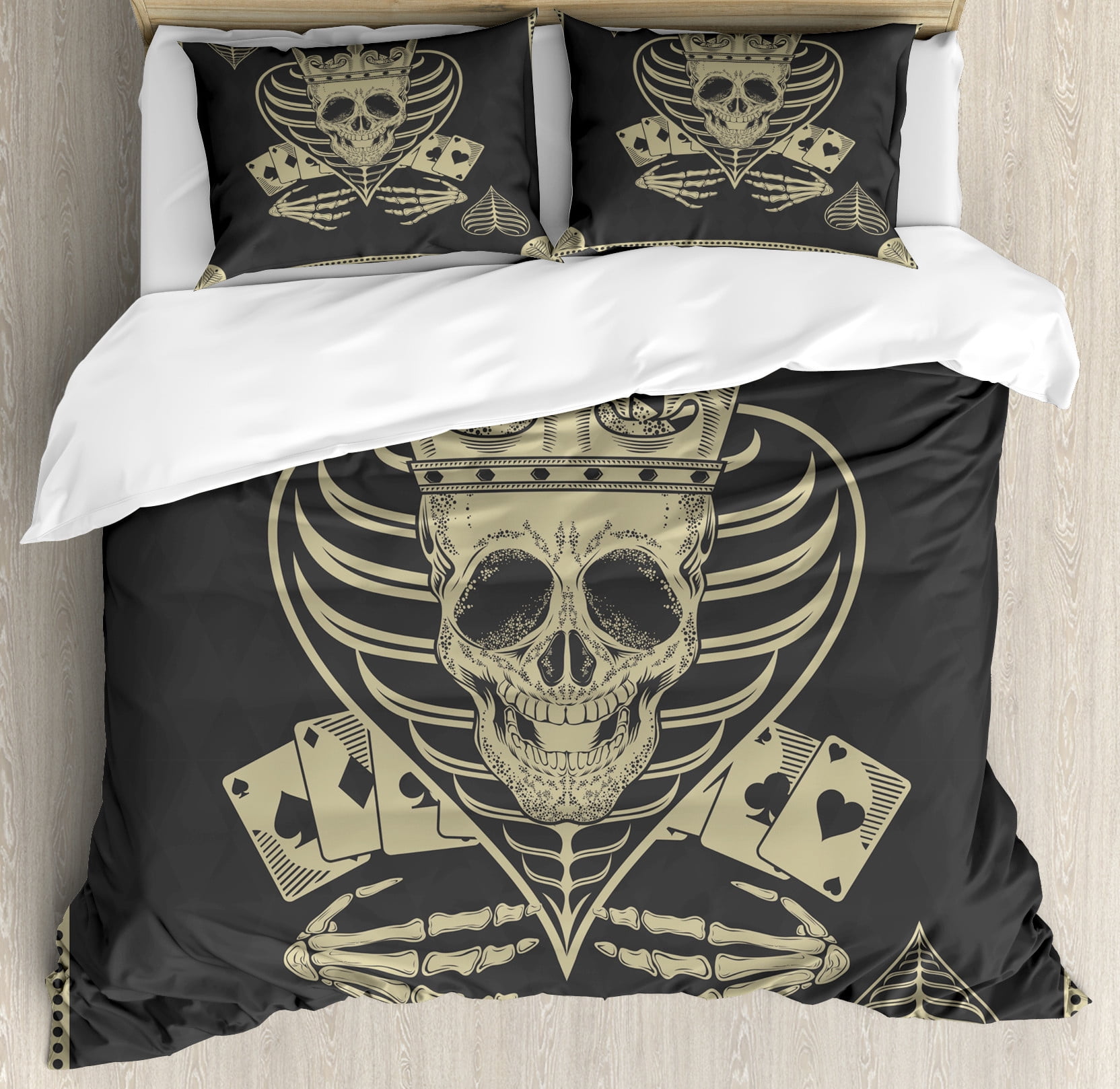 Ambesonne Skull Duvet Cover Sets, Vector Skull Poker Cards, 2-Queen ...