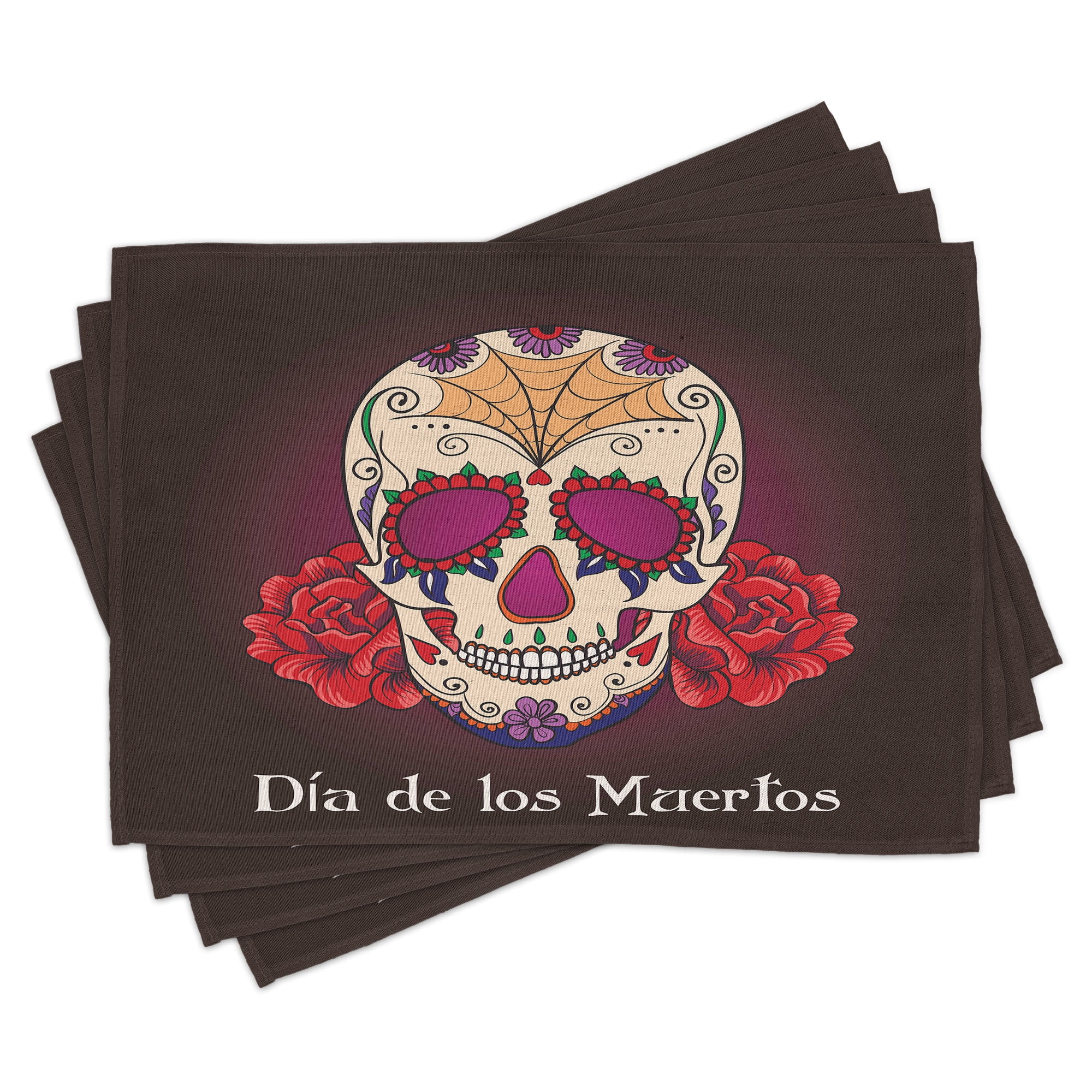 Ambesonne Skull Place Mats Set of 4, Dia de Los Muertos, Standard Size ...