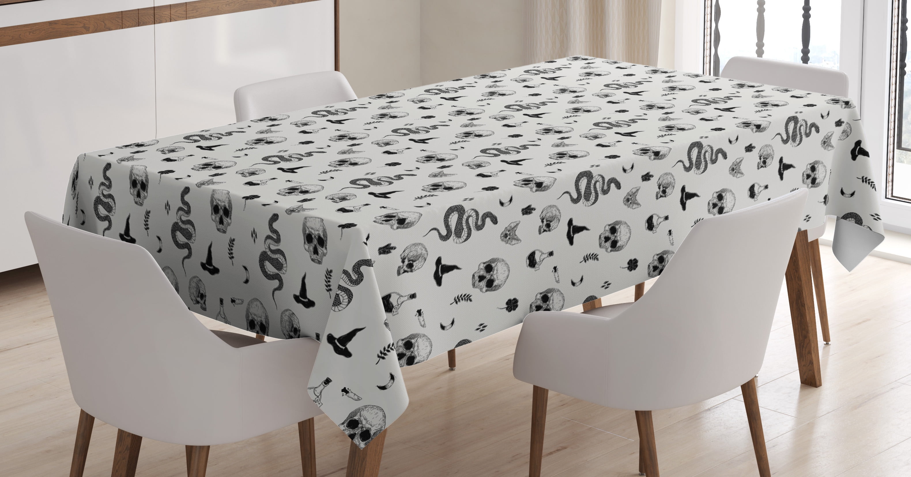 Ambesonne Skull Tablecloth Rectangular Table Cover, Gothic Objects ...