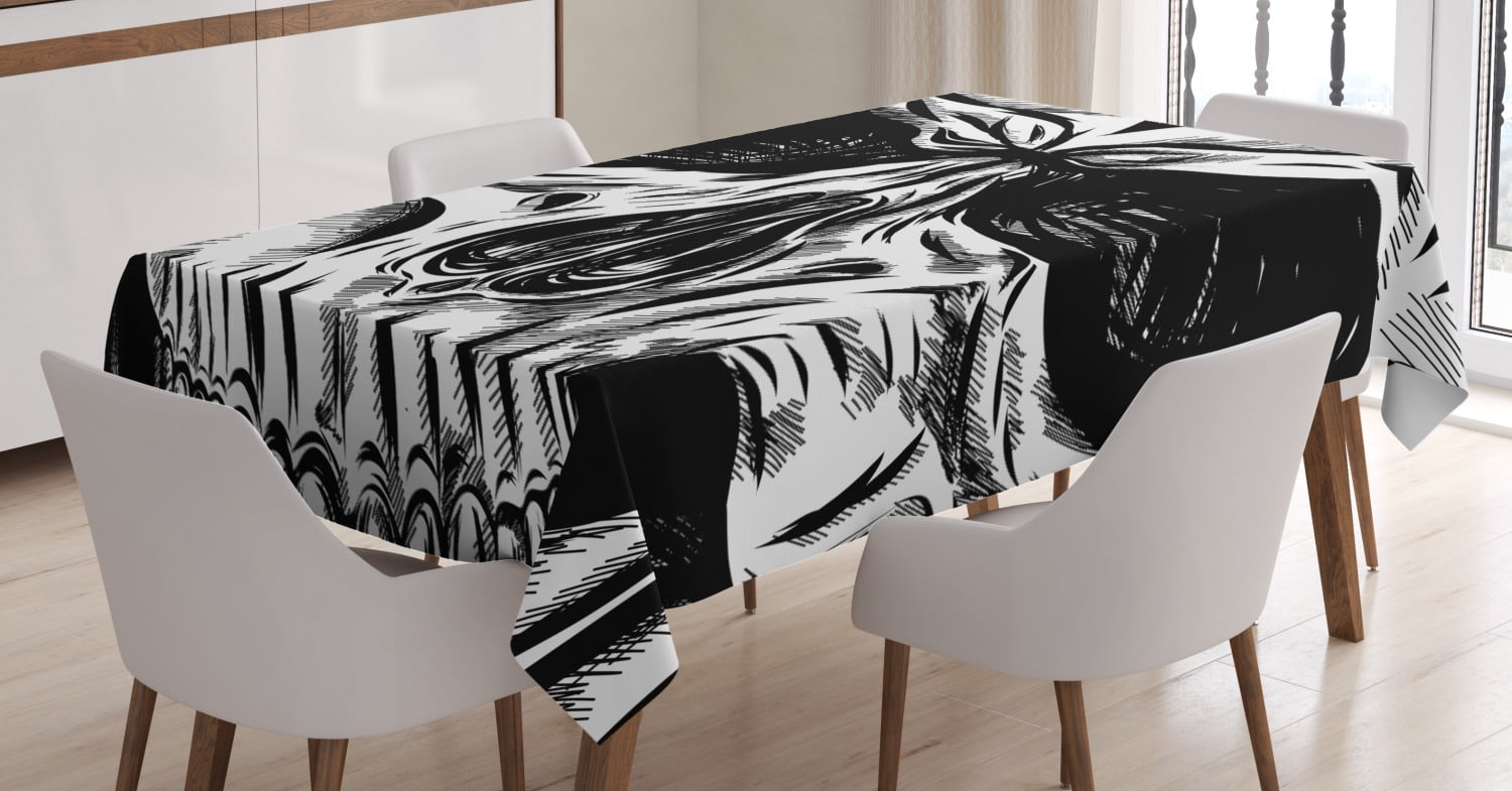 Ambesonne Skull Tablecloth Rectangular Table Cover, Gothic Sketch Evil ...