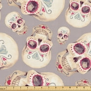 Sugar Skull Fabric by the Yard Upholstery, Skulls Diamond Shapes in ...