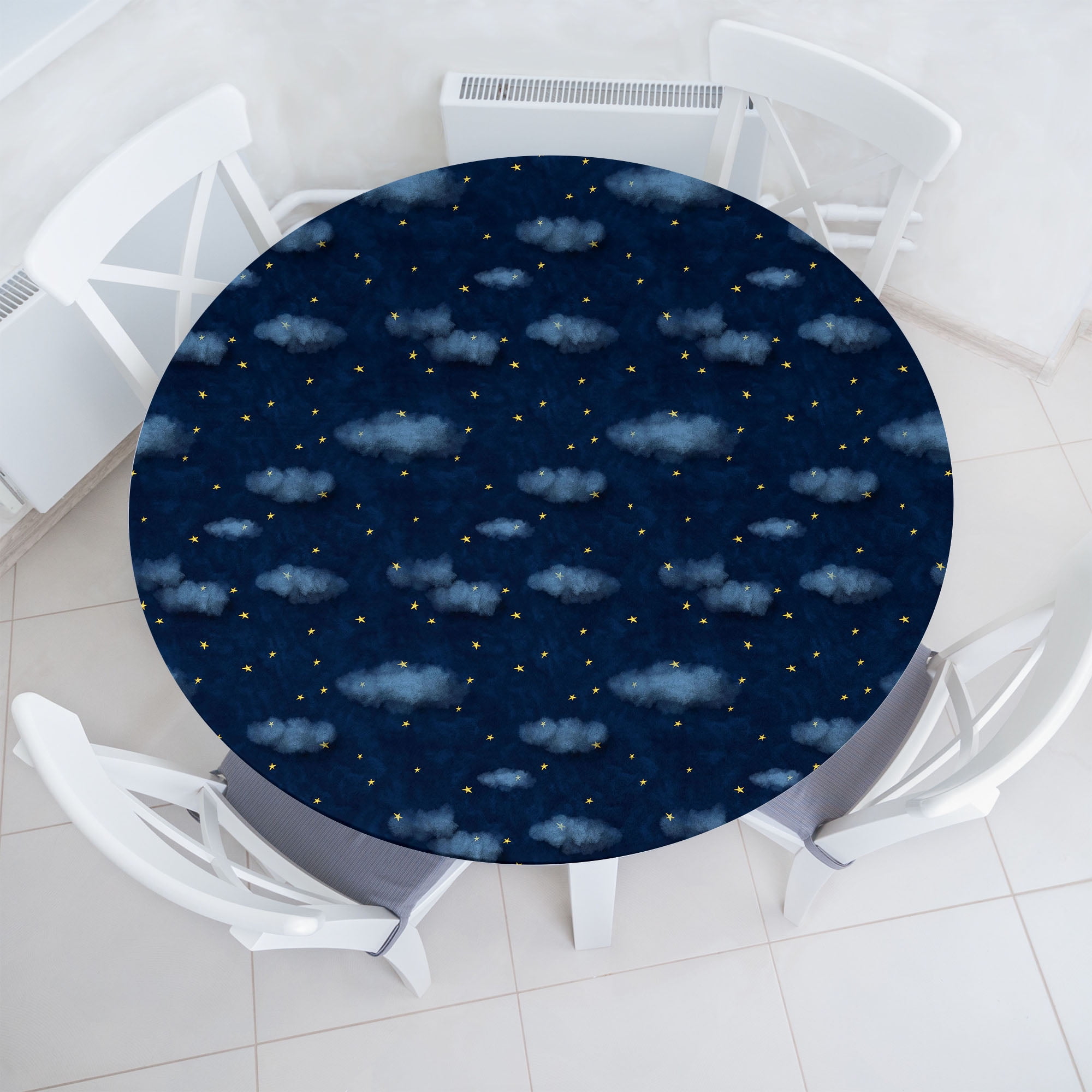 Ambesonne Sky Print Fitted Round Tablecloth, Night Time Pattern Stars ...